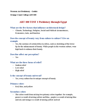 Test 1 Prehistory, the Ancient Near East, and Ancient Egypt - Questions ...