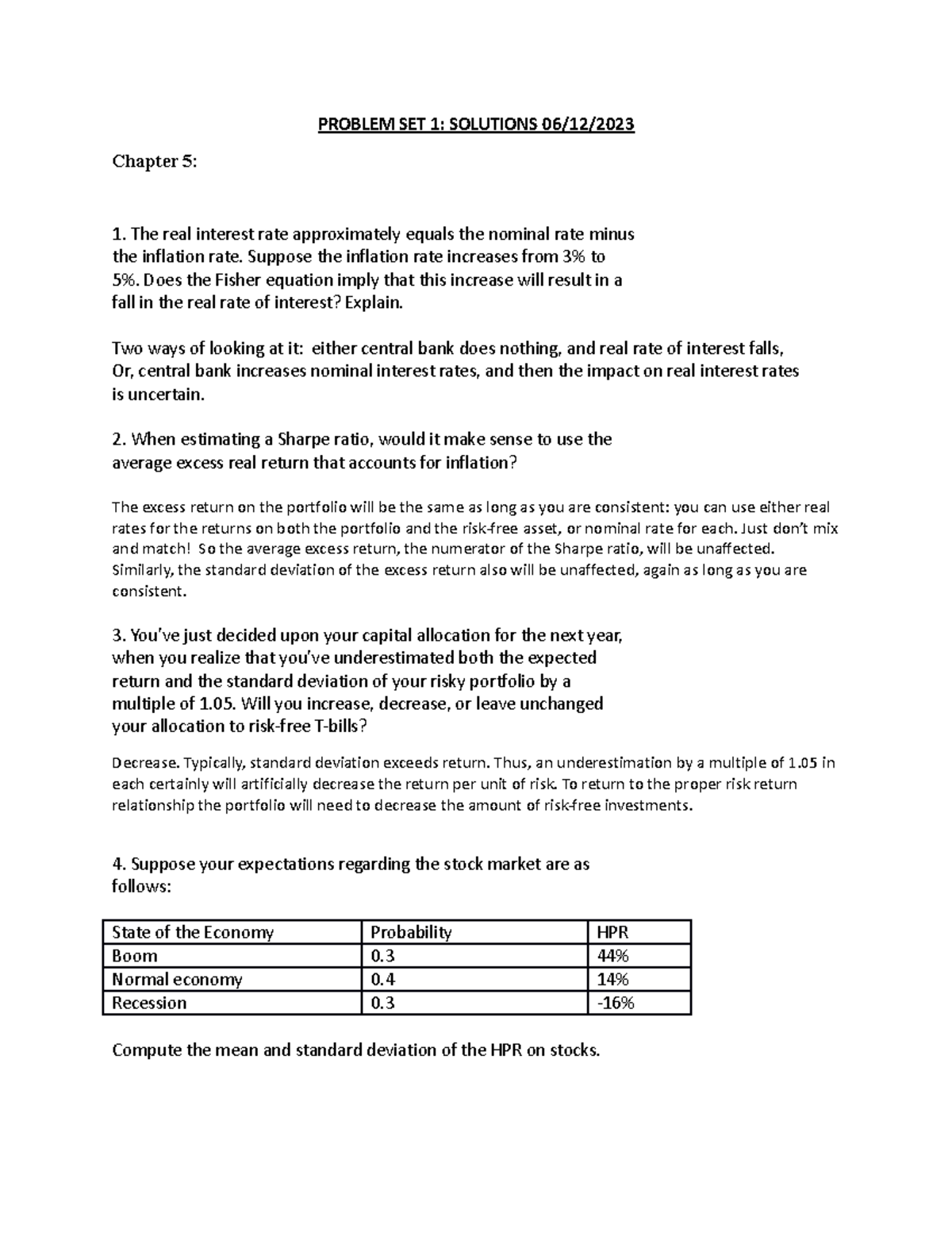 Problem Set-1 Solutions Fall2023 - PROBLEM SET 1: SOLUTIONS 06/12 ...