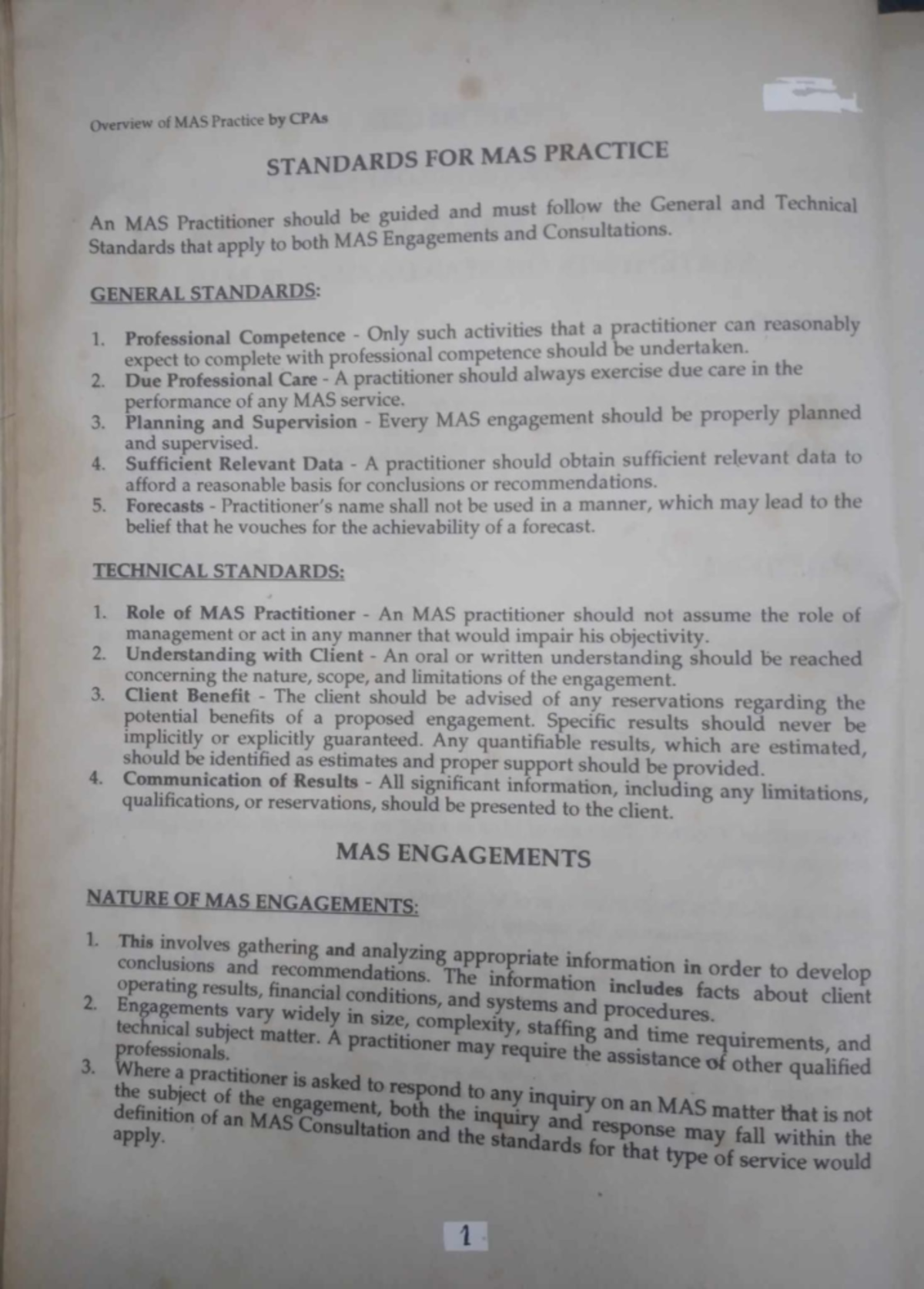 Standard for MAS Practice - Overview of MAS Practice CPAs STANDARDS FOR ...