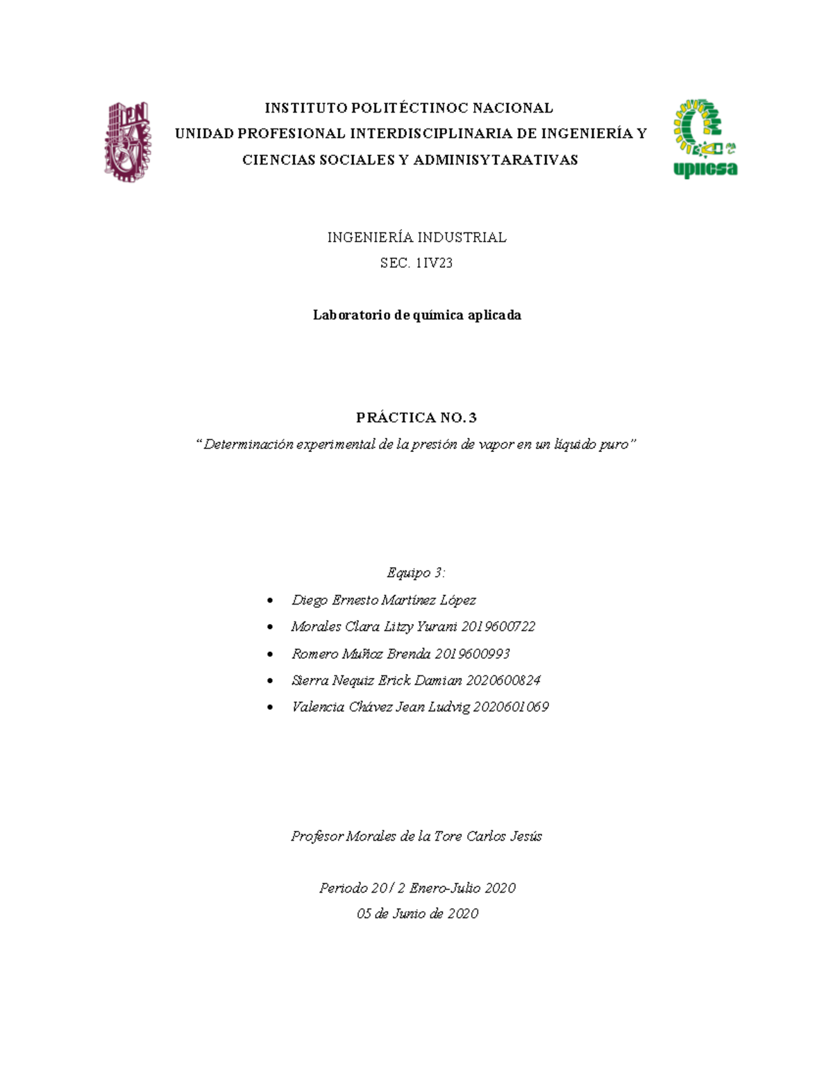 Practica 5 Eq3 - Quimica - Warning: TT: undefined function: 32 Warning: TT: undefined function ...
