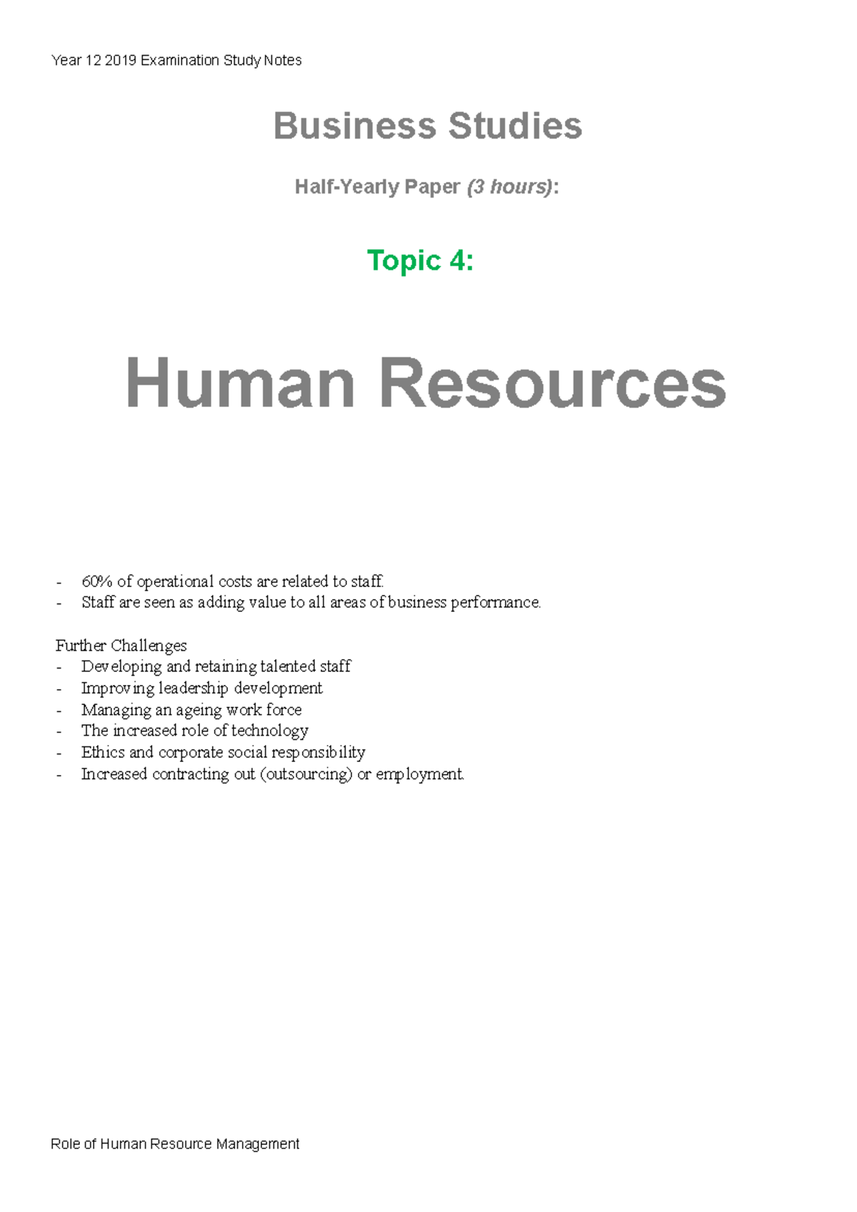 Human Resources - The Notes for HR - Year 12 2019 Examination Study ...