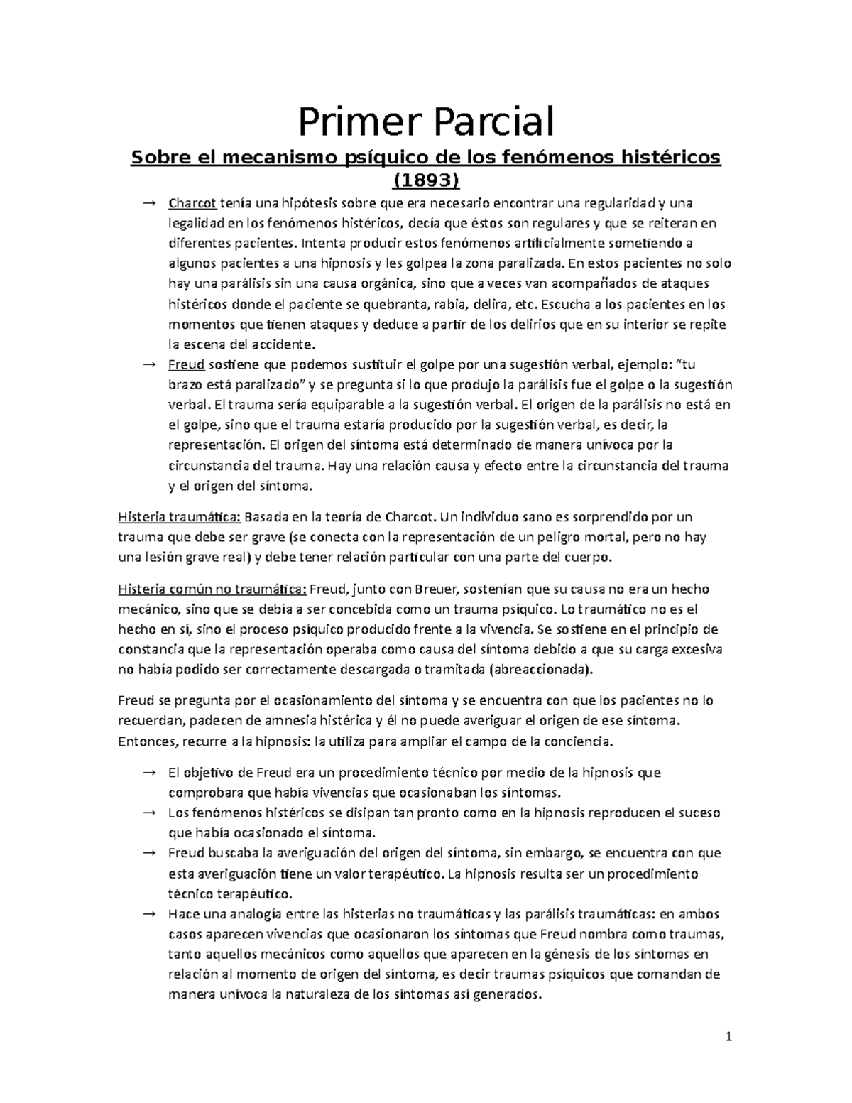 Resumen Psicoanalisis Freud Laznik - Primer Parcial Sobre el mecanismo psíquico de los fenómenos ...