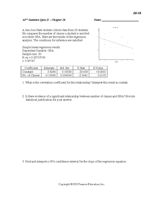 Chapter 5 Quiz answer keys - Quiz 5 AP Statistics Name: Key 1. The ...