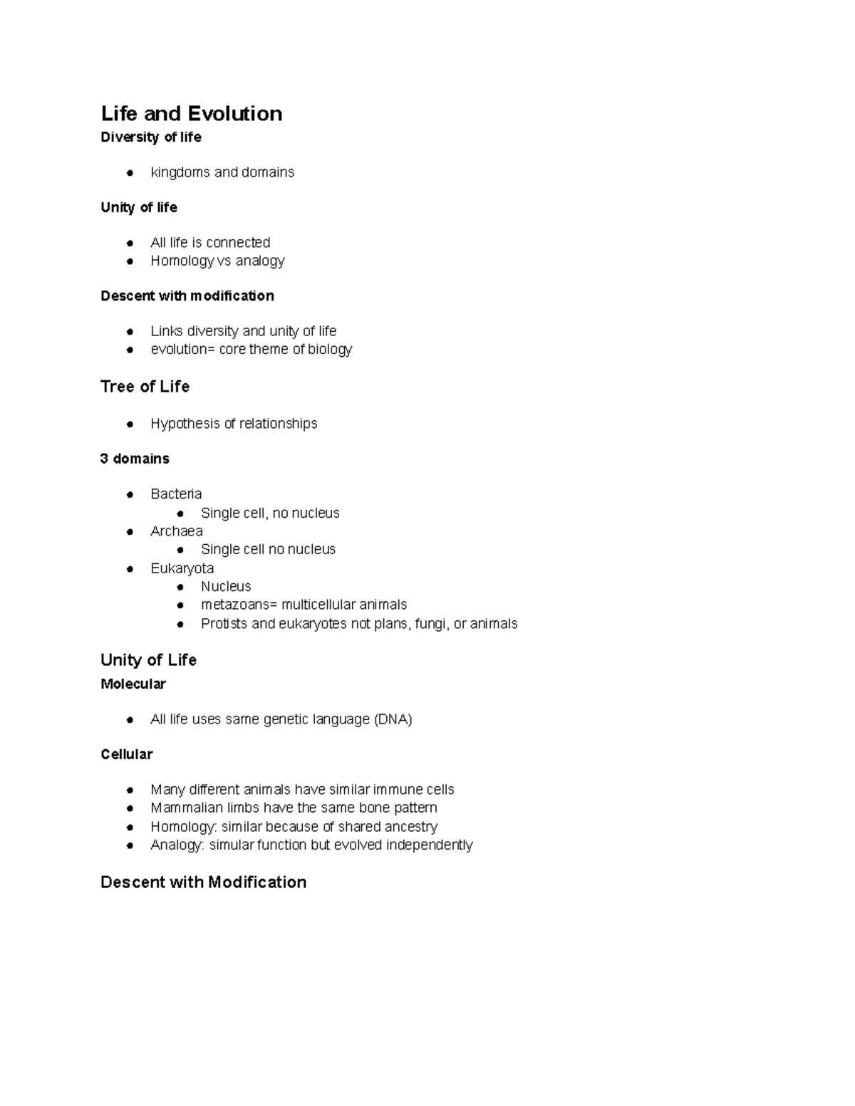 Life and Evolution - first week - Life and Evolution Diversity of life ...
