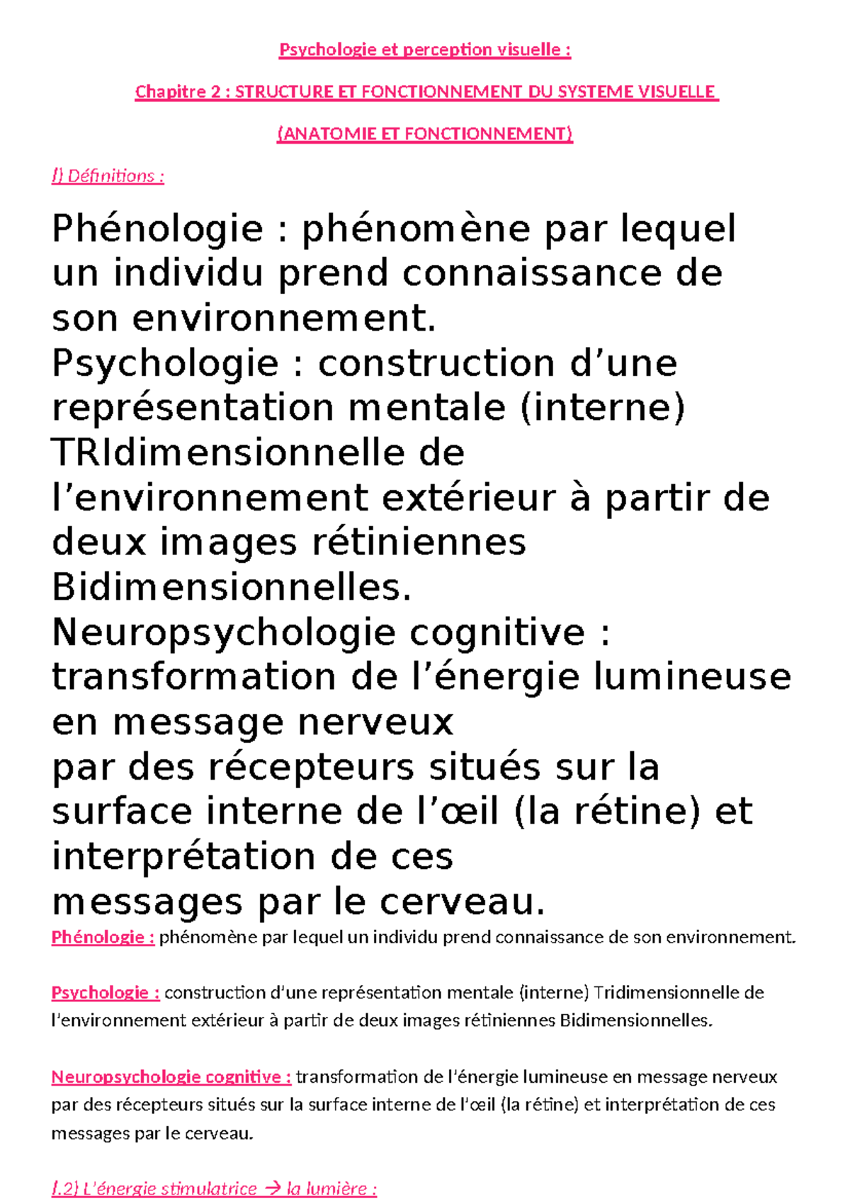 Perception visuelle 2 - Psychologie et perception visuelle : Chapitre 2 ...