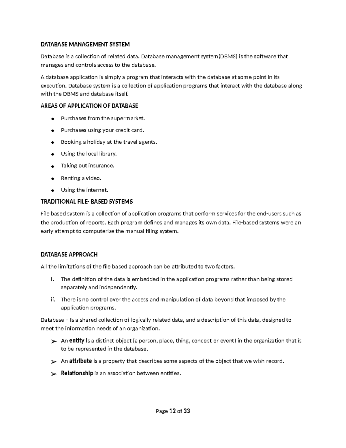 Introduction To Dbms Information Technology Database Management System Database Is A