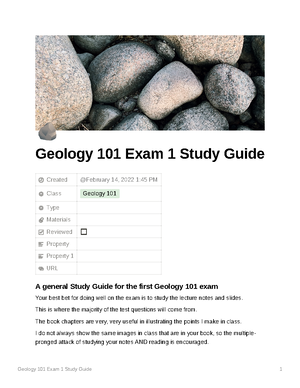 Geology 101 Exam 3 Study Guide - 📝 Geology 101 Exam 3 Study Guide Created Class Geology 101 Type ...