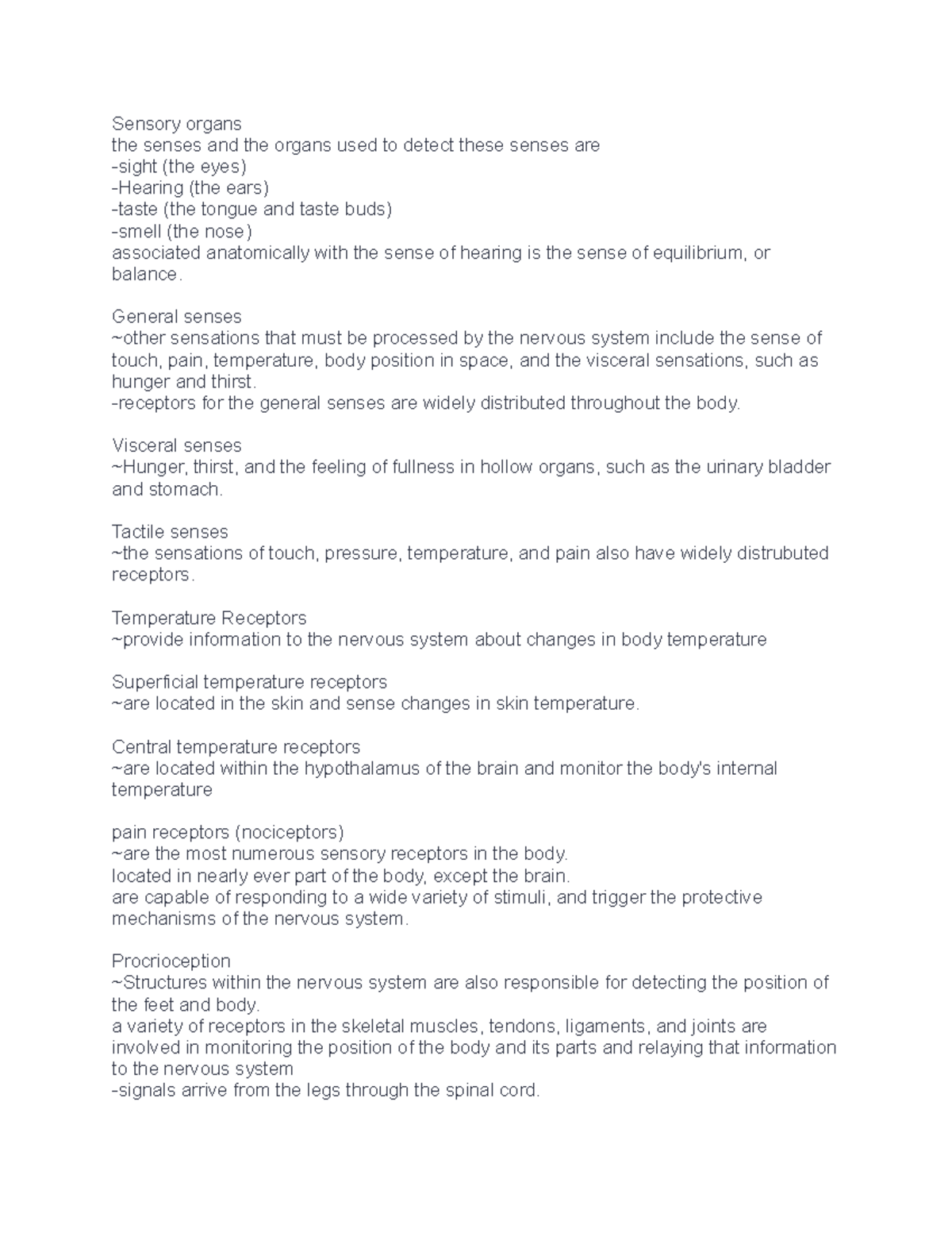 Sensory organs - Lecture reviewer - Sensory organs the senses and the ...