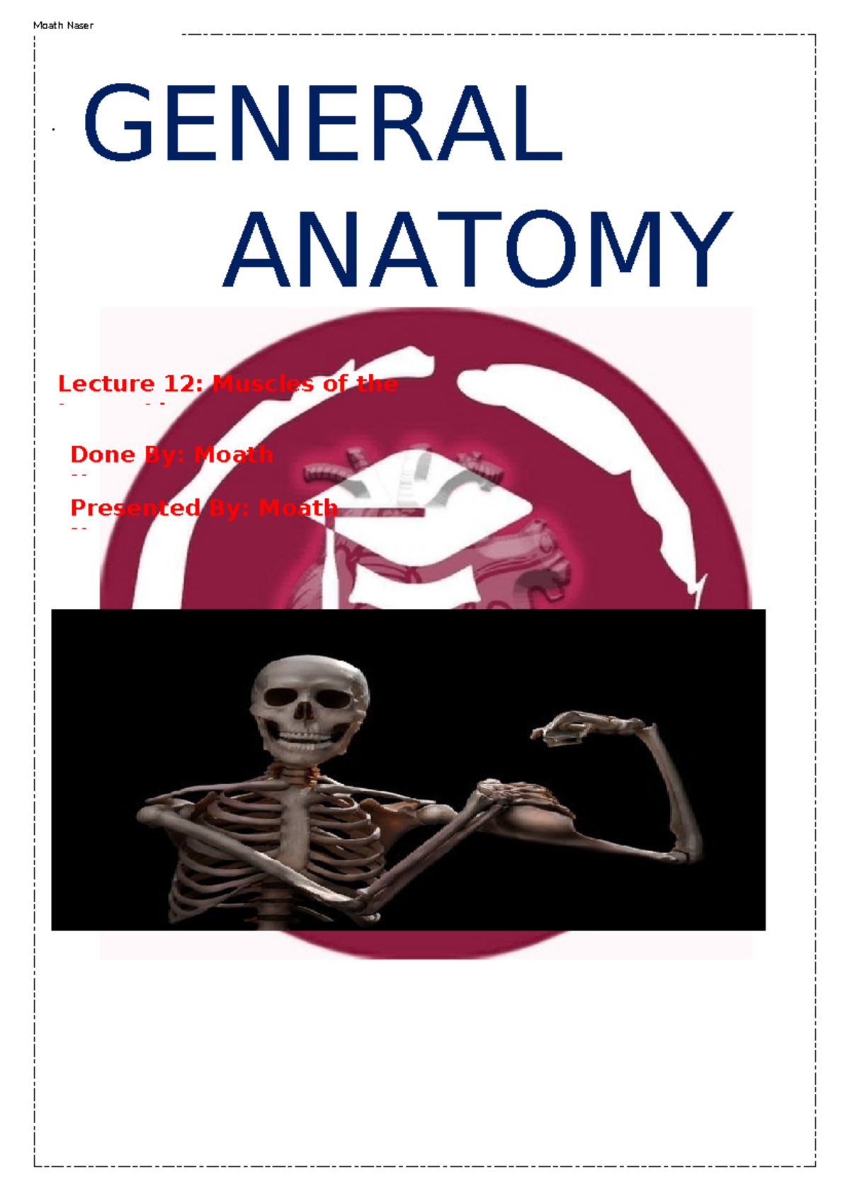 Lecture 12 muscles of lower limp - ####### . GENERAL ANATOMY Lecture 12 ...