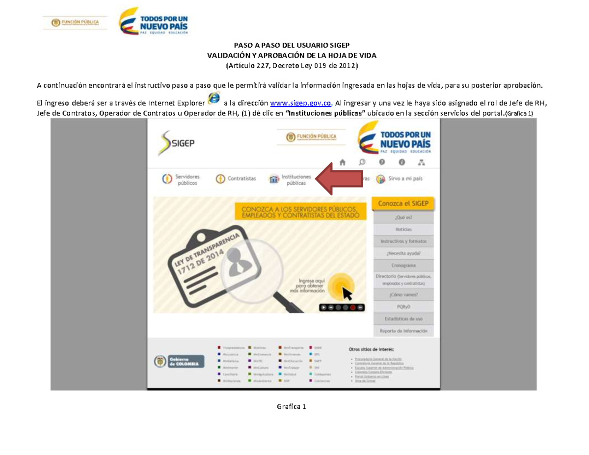 Paso a paso Sigep Validación y Aprobación HV 2 - PASO A PASO DEL ...