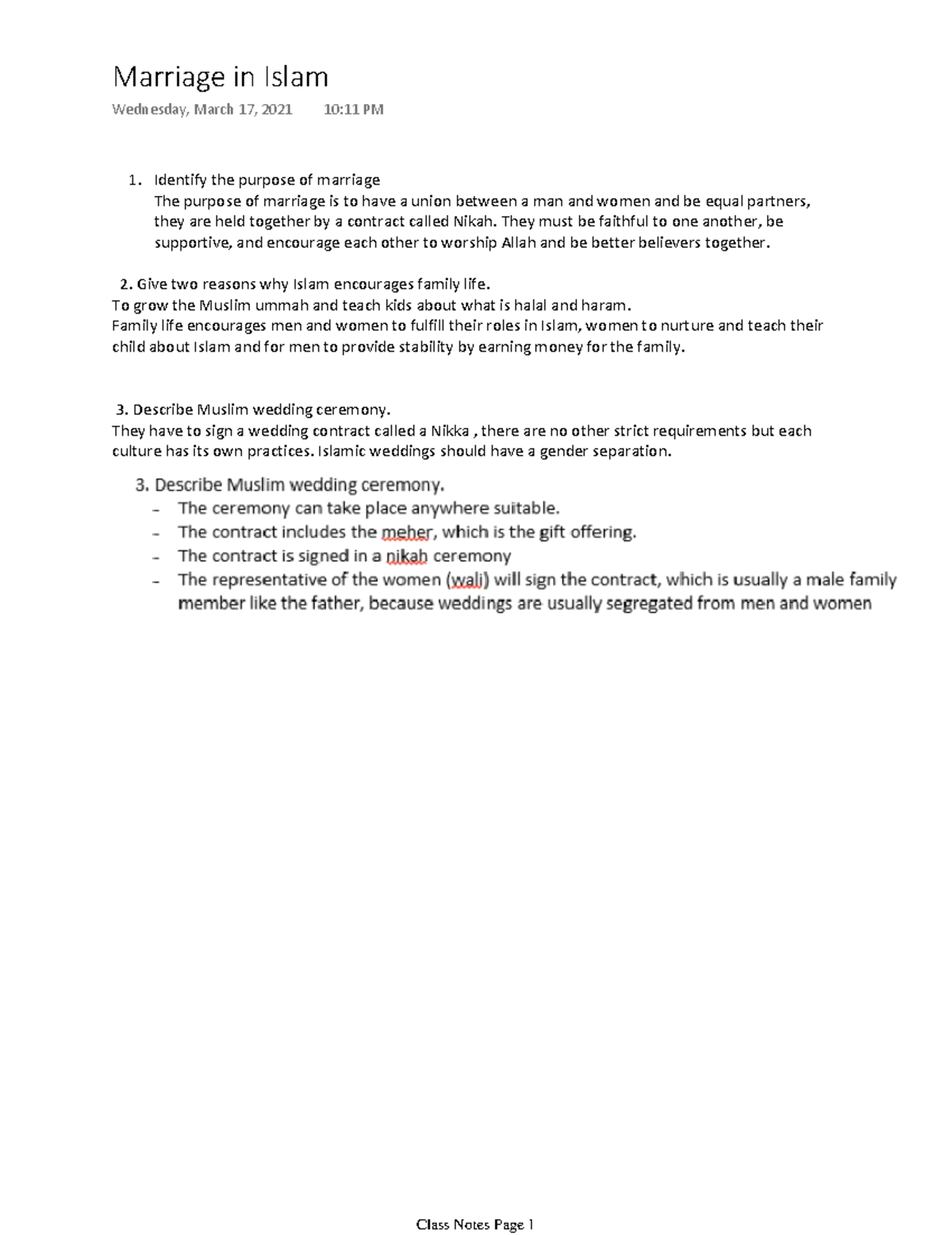 Marriage in Islam - Lecture notes 23 - Identify the purpose of marriage ...