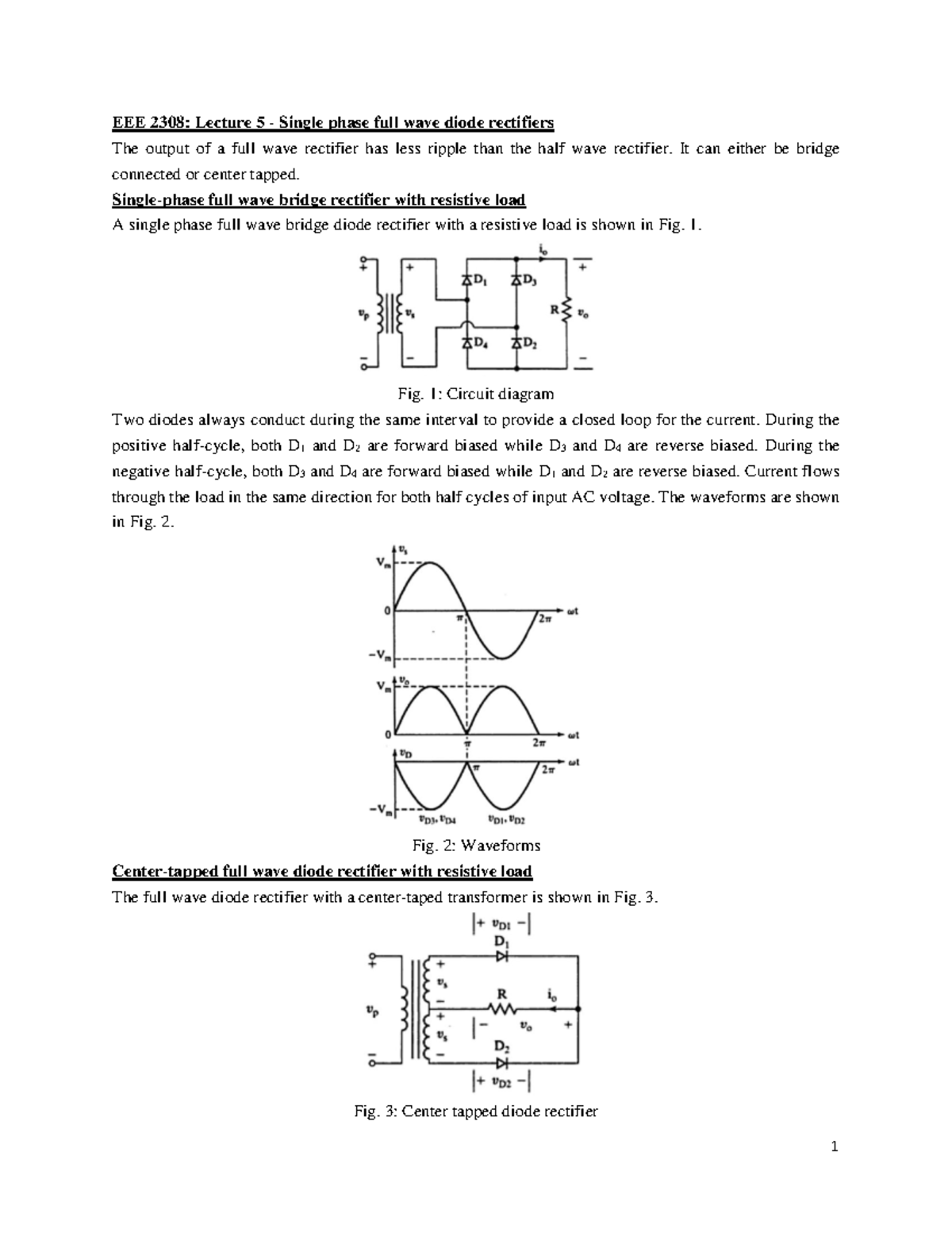 L5PENotes - POWER ELECTRONICS LECTURE 5 - EEE 2308: Lecture 5 - Single ...