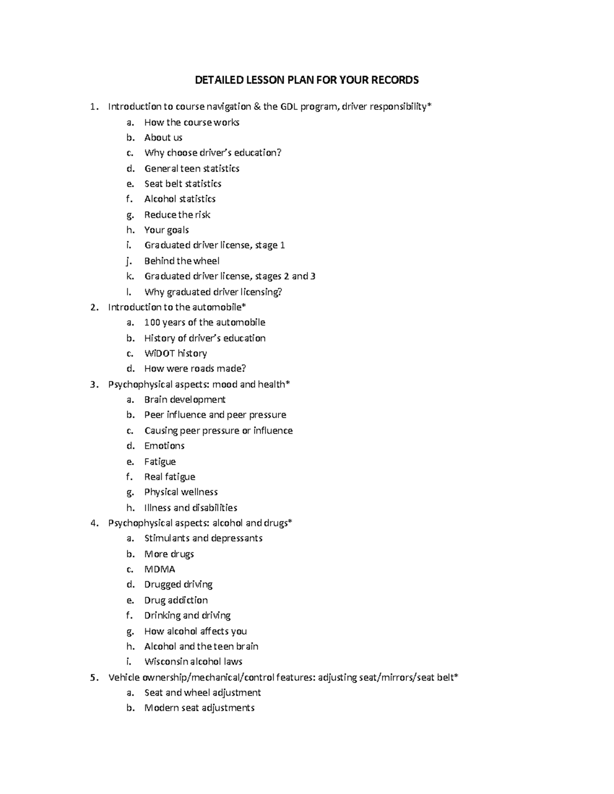 Driver's Ed Online Course - 30 hour topic breakdown - DETAILED LESSON ...