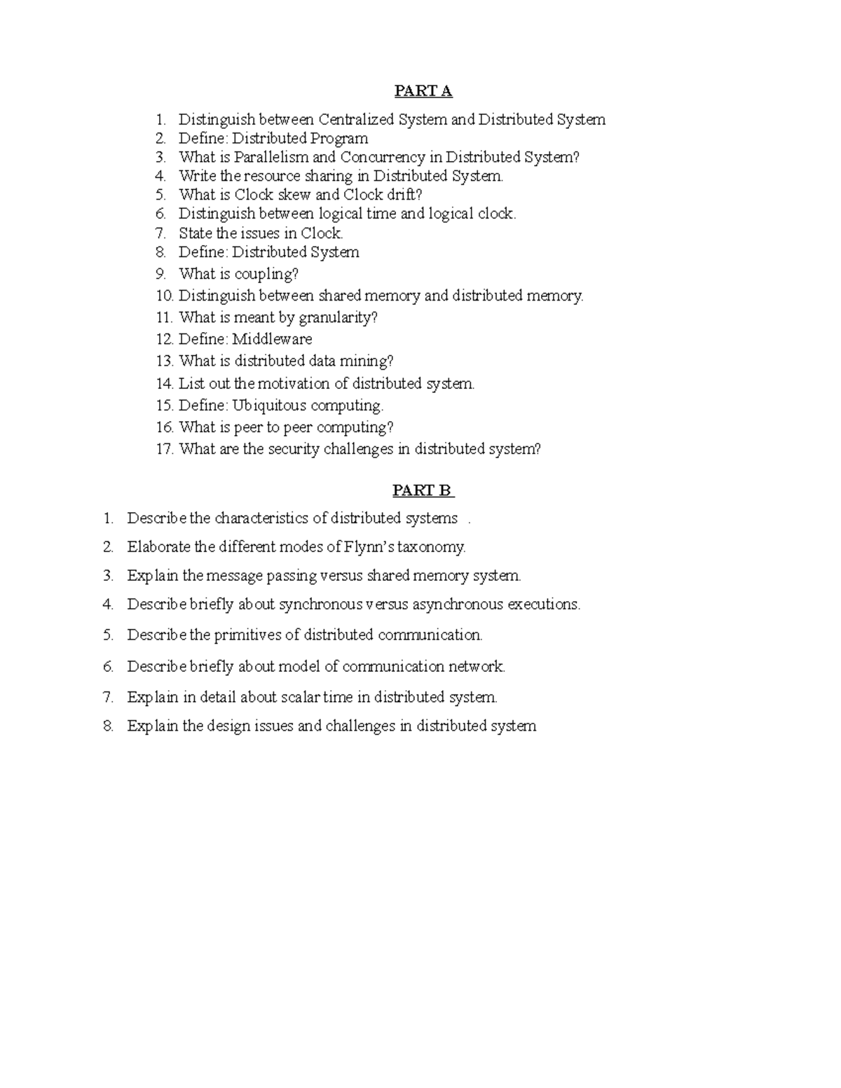 CS8603 DS Important Question - PART A Distinguish between Centralized ...