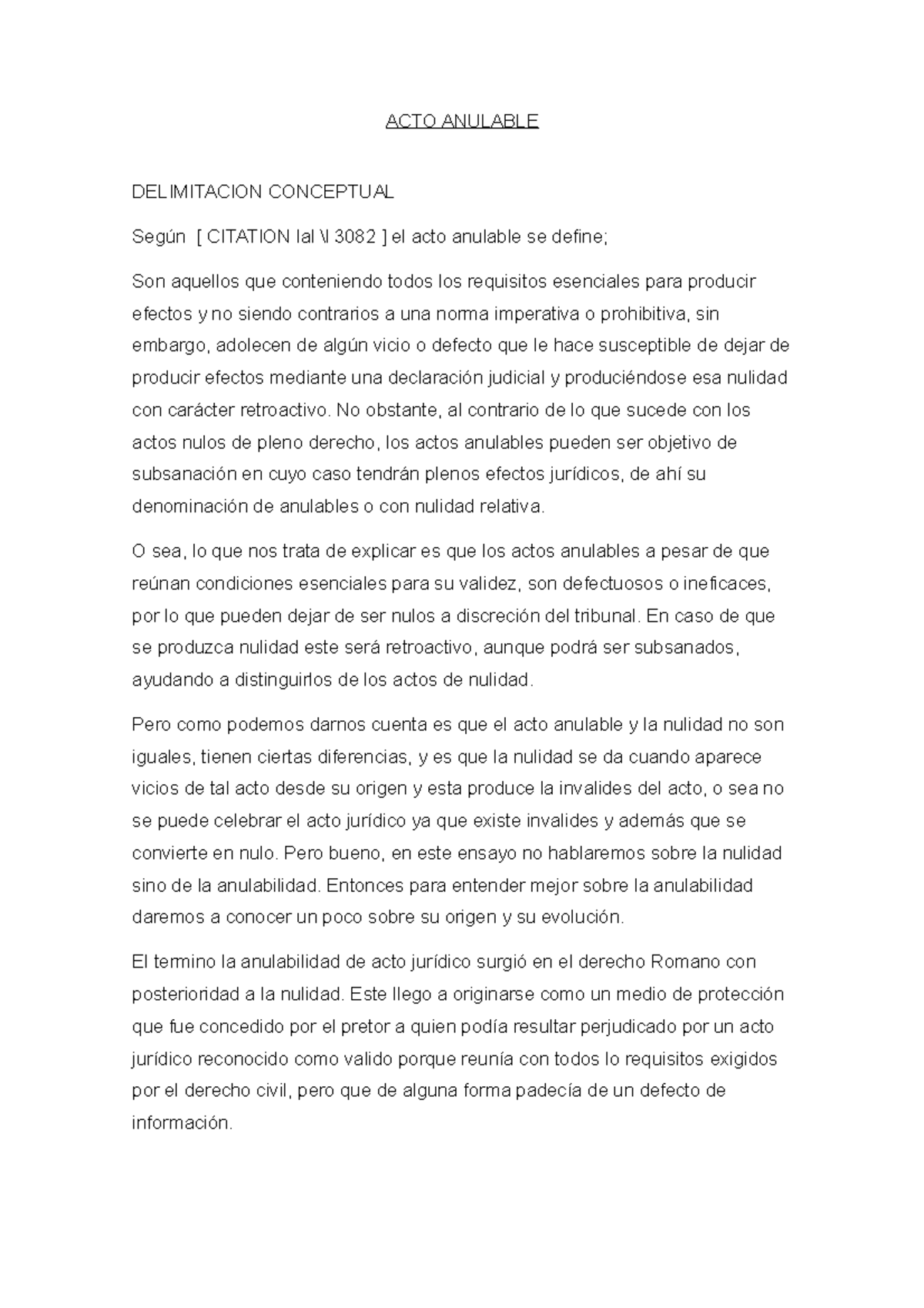 ACTO Anulable - Parte Conceptual - ACTO ANULABLE DELIMITACION ...