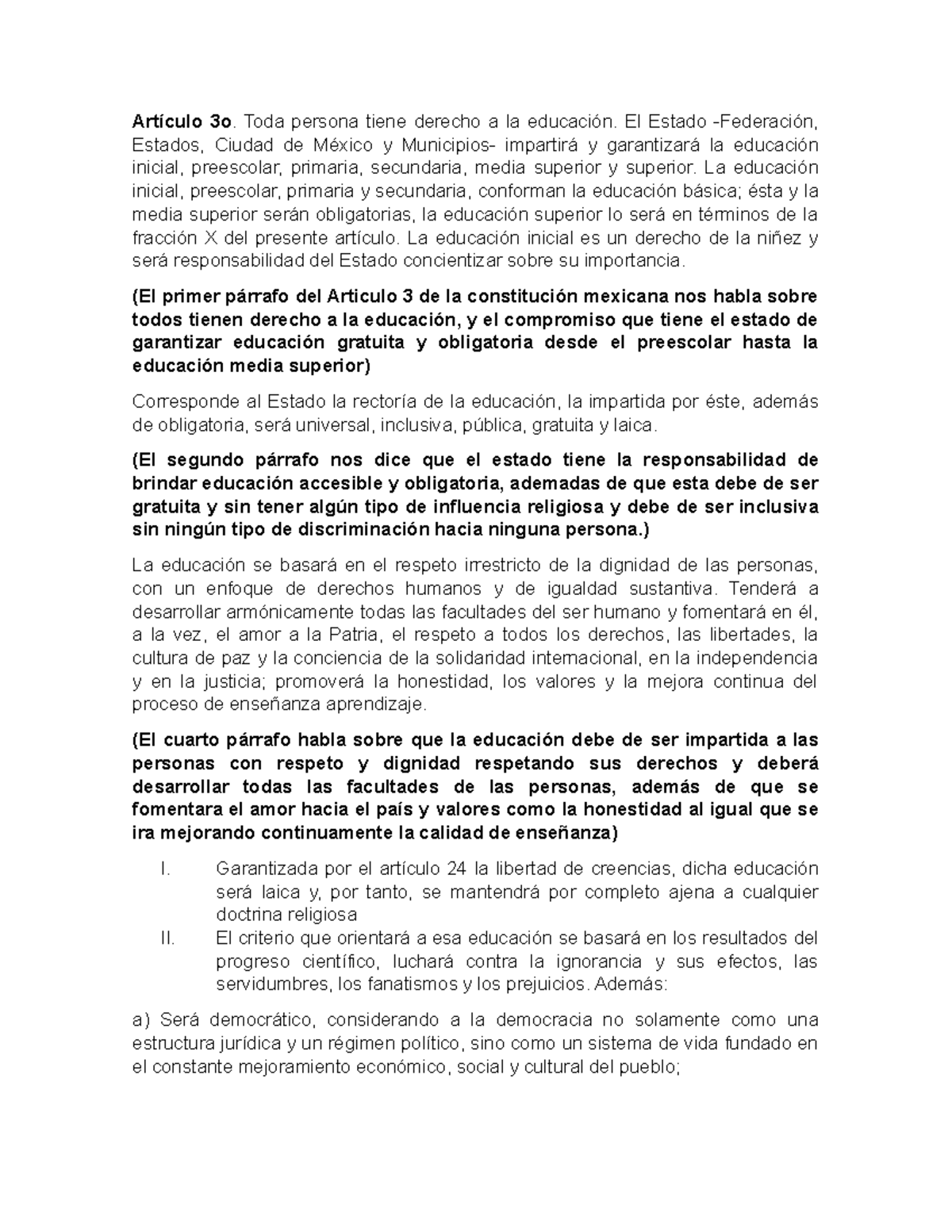 Artículo 3o tarea - articulo 3 - Artículo 3o. Toda persona tiene ...