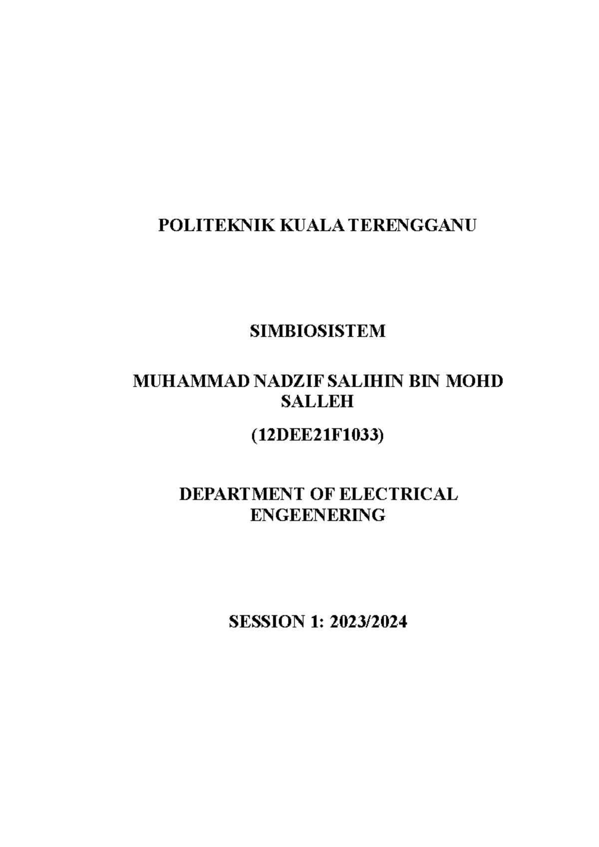 Muka hadapan report projek akhir - POLITEKNIK KUALA TERENGGANU ...