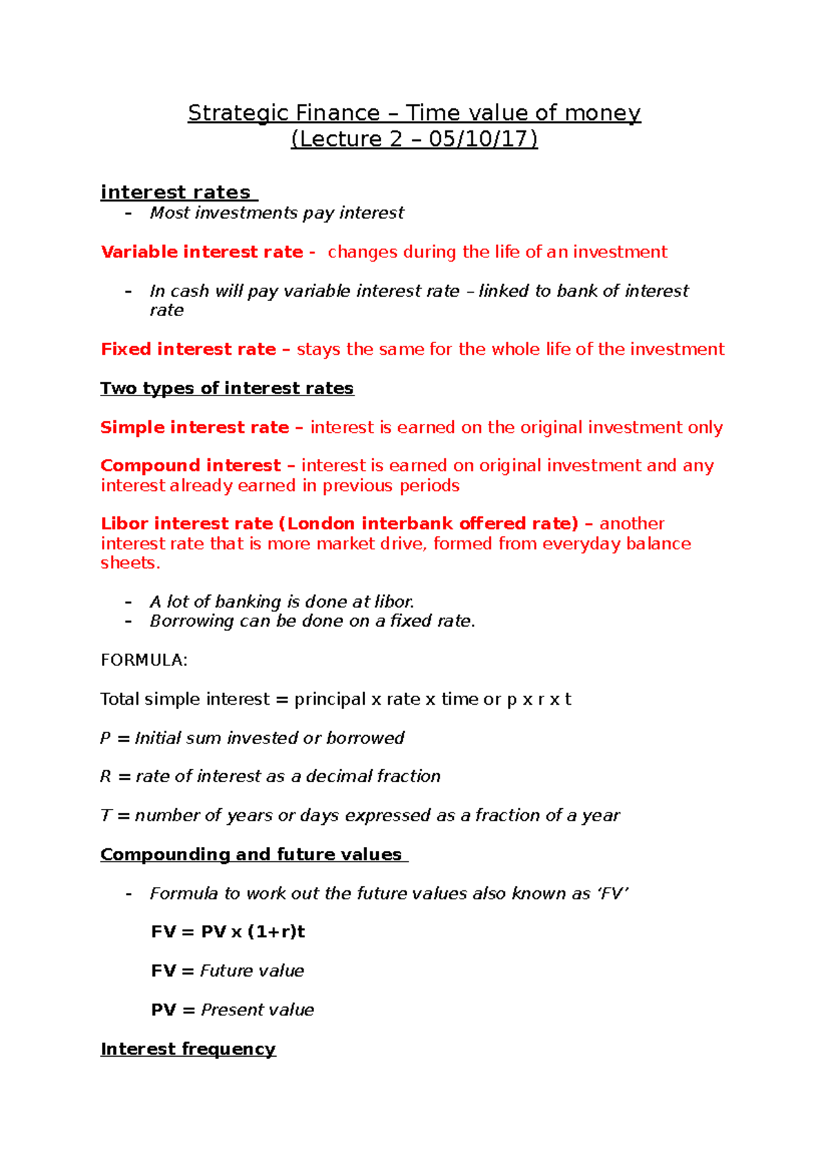 Lecture 2 - Time Value of money - Strategic Finance – Time value of ...