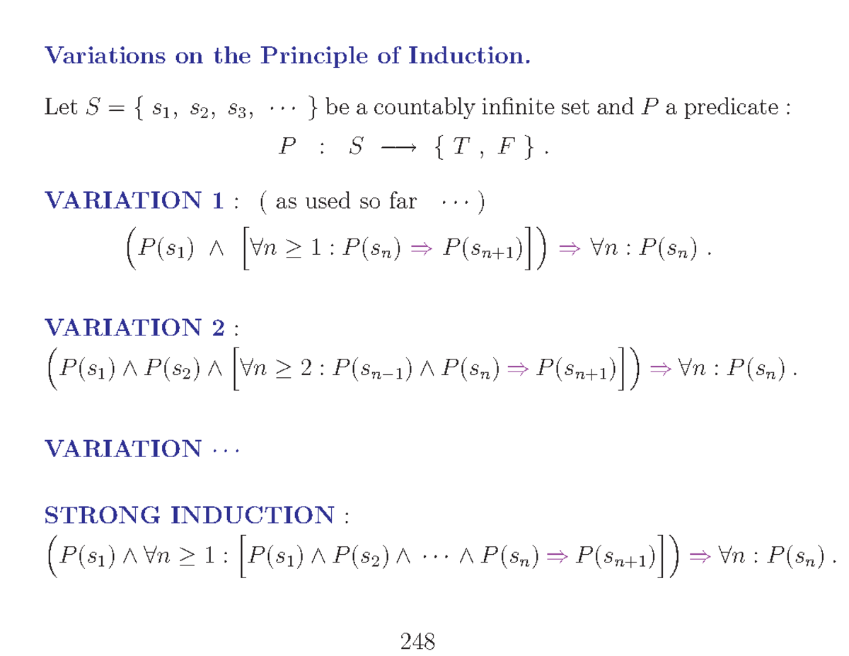 COEN 231- Lecture 15 - Variations on the Principle of Induction. Let S ...