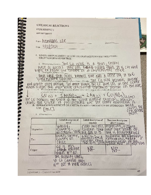 Experiment 10 Lab Report - CH 131L - Studocu
