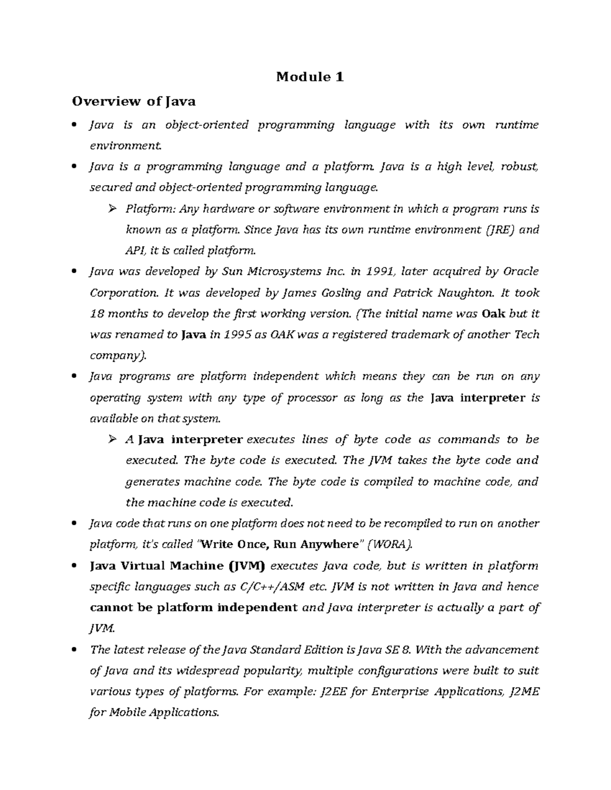 15cs45 Ooc Notes Module 2 Module 1 Overview Of Java Java Is An Object Oriented Programming 2987
