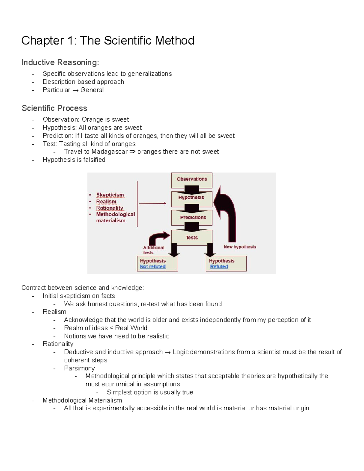 Organismal Biology Notes - Chapter 1: The Scientific Method Inductive ...