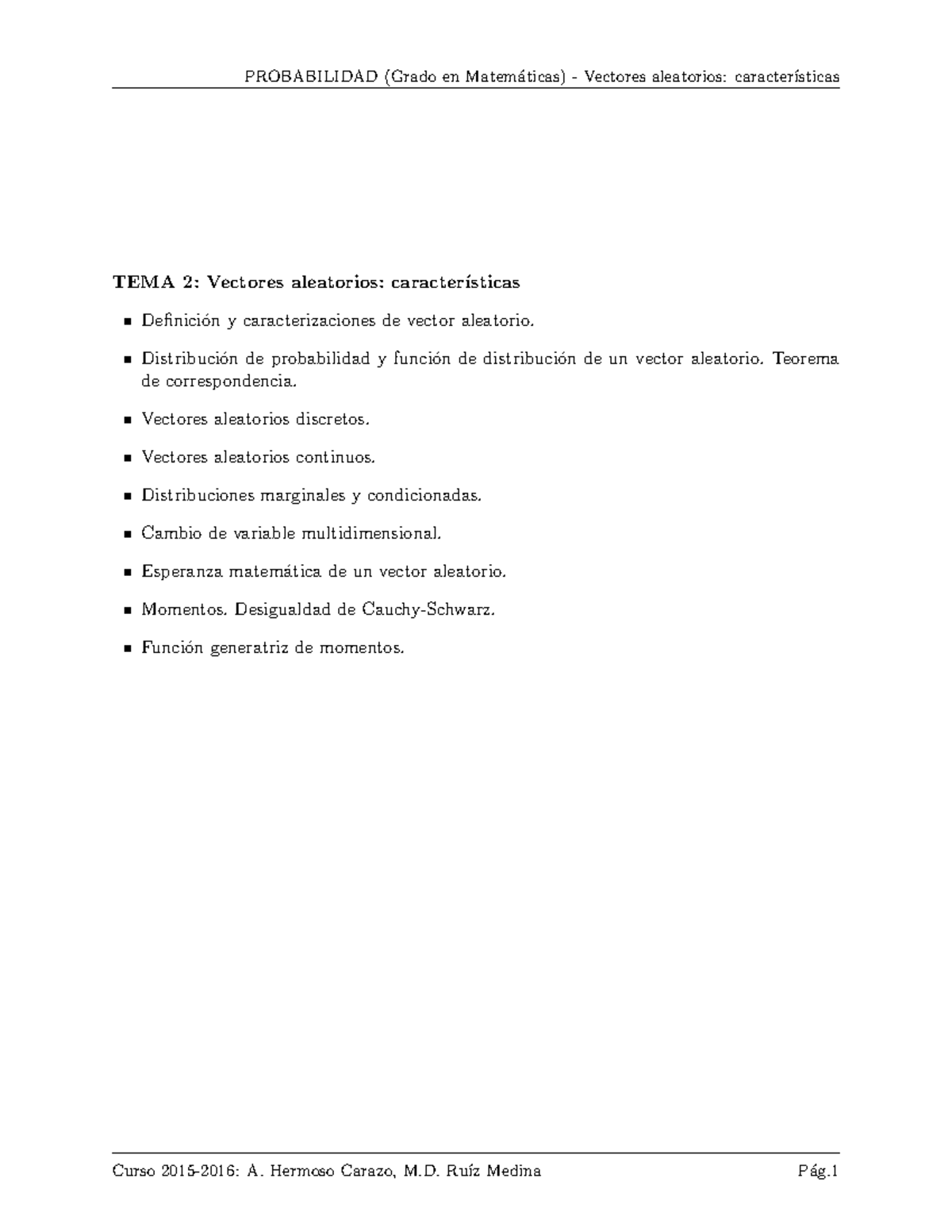 Vectores-Aleatorios - Variable Aleatoria Multidimensional - TEMA 2 ...