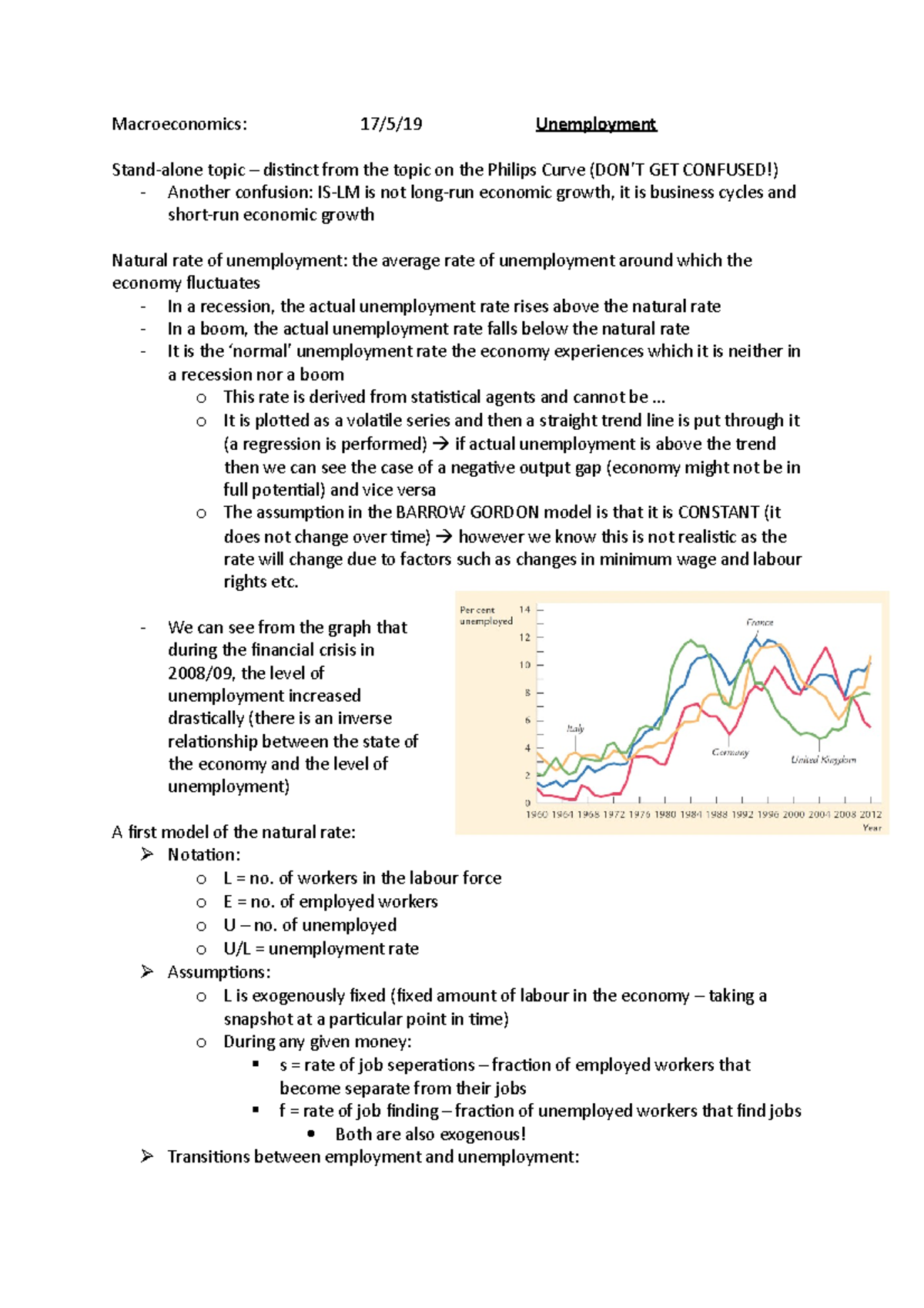 Macroeconomics - Unemployment - Macroeconomics: 17/5/19 Unemployment ...