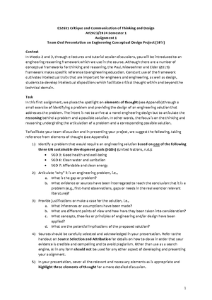 AY22 23 S2 Week 2 Lecture Example Article - ES2631 Critique and Communication of Thinking and ...