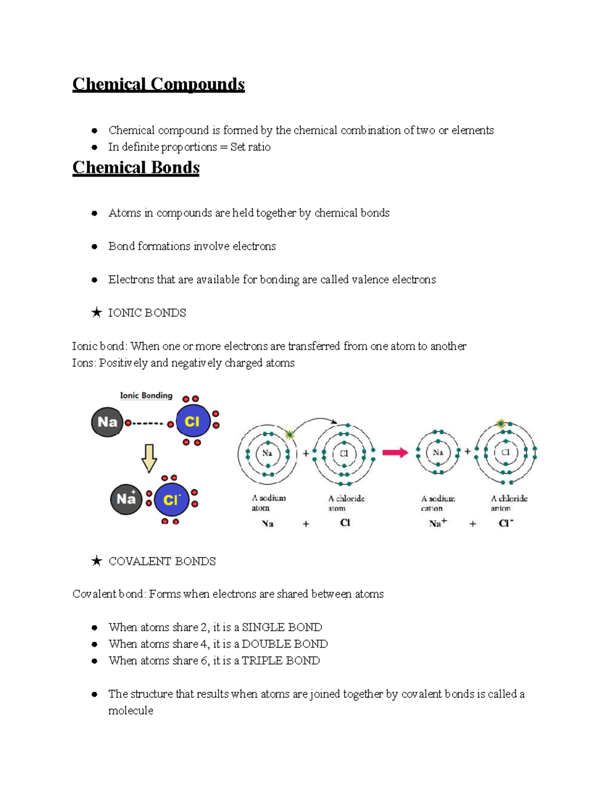 Chemistry unit guide 2 - Chemical Compounds Chemical compound is formed ...