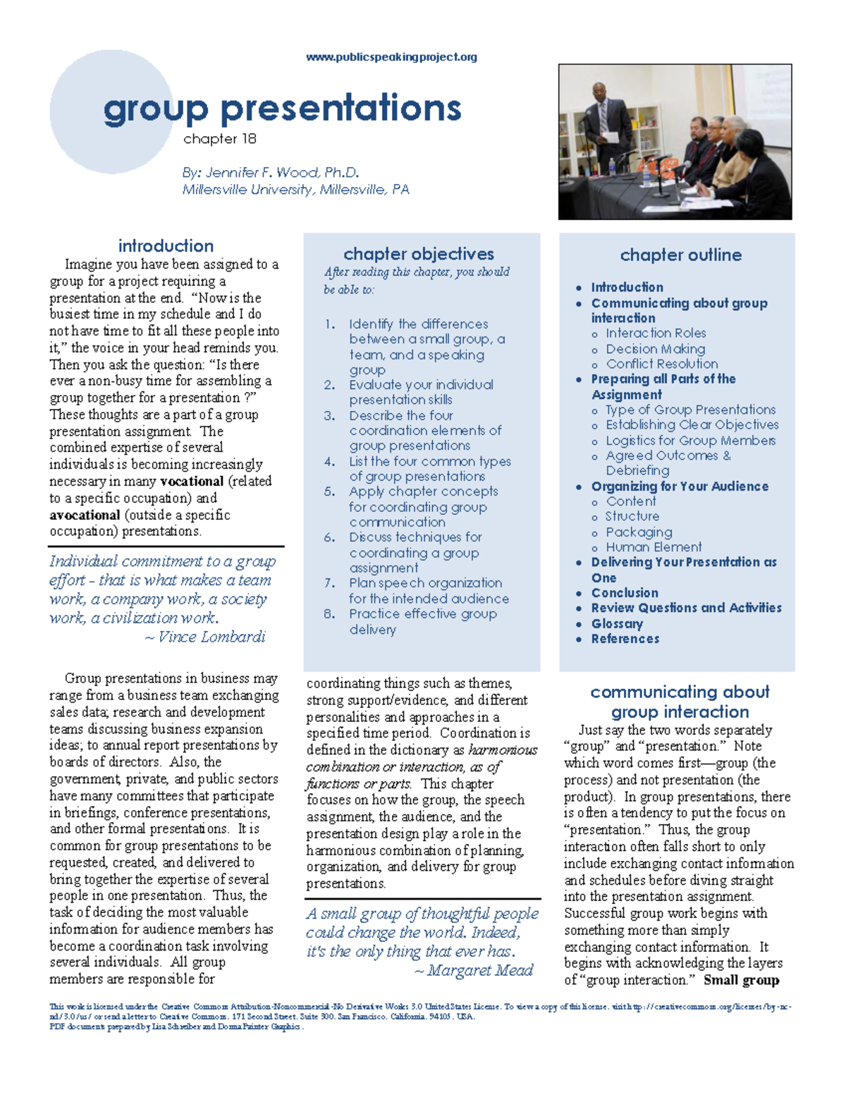 Group Presentations - Lecture assigned reading. - This work is licensed ...