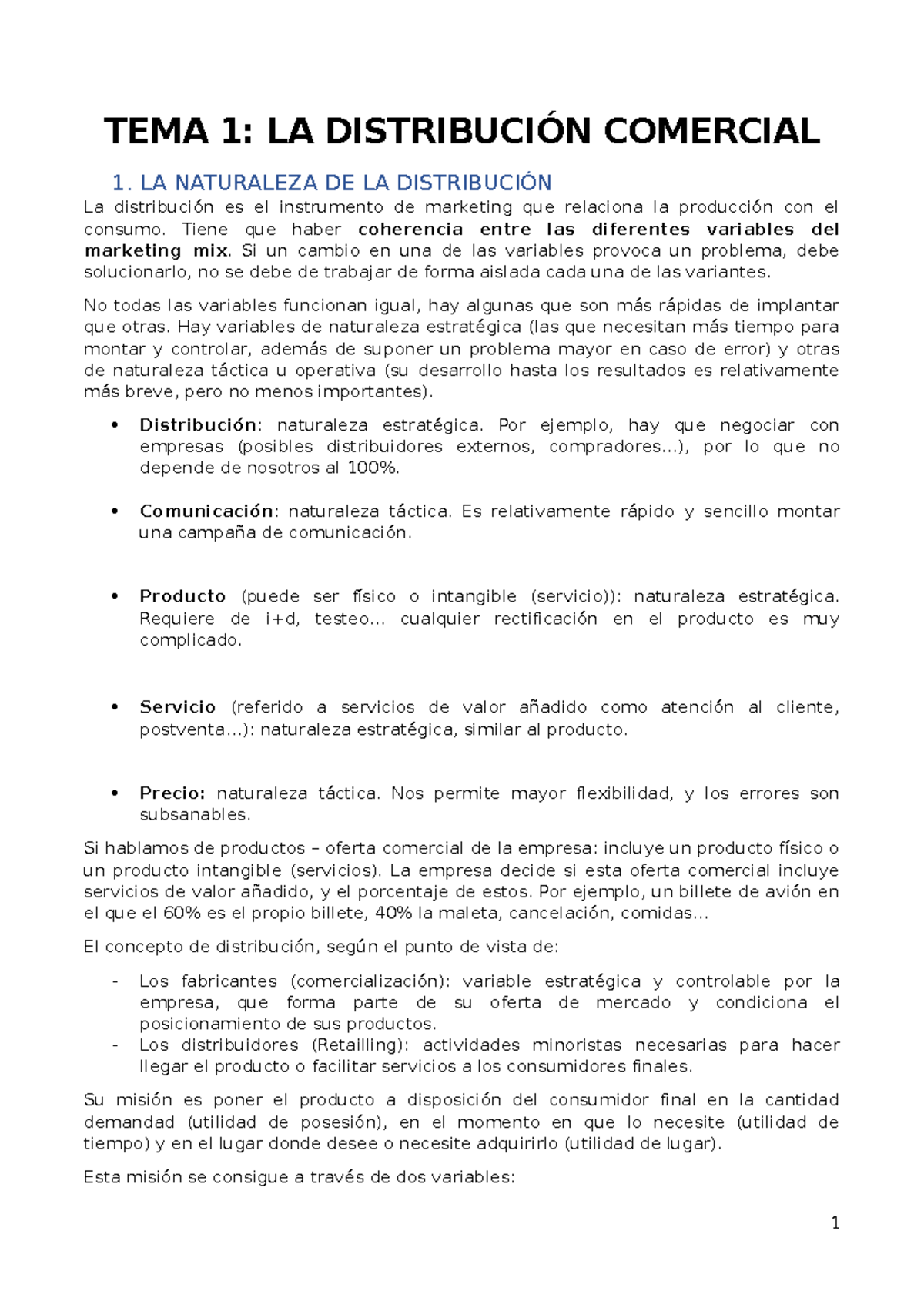 Apuntes Politica DE Distribución - TEMA 1: LA DISTRIBUCIÓN COMERCIAL 1 ...