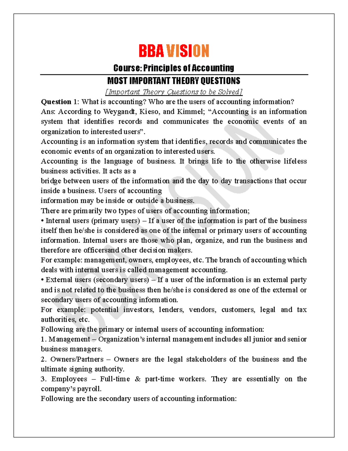 Principles of Accounting Theory Part [MOST Important Theory Questions ...