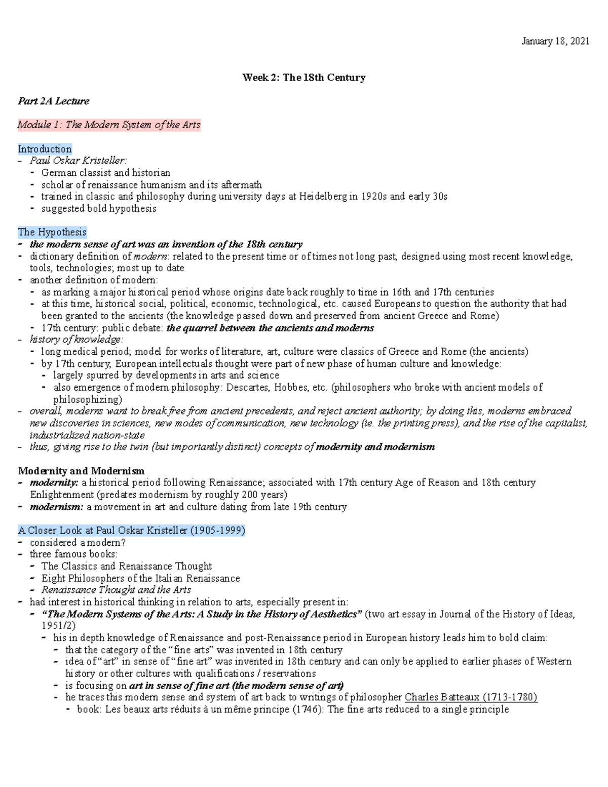 PHIL316 Week 2, The 18th Century (not complete) - Week 2: The 18th ...