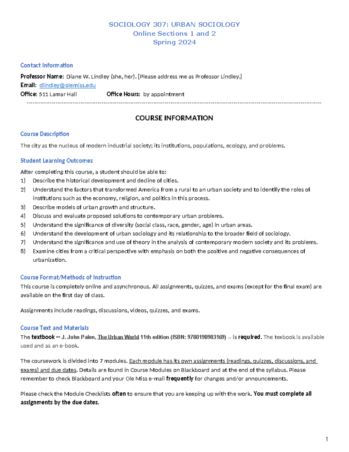 SOC 307 Online Spring 2024 Syllabus - SOCIOLOGY 307: URBAN SOCIOLOGY ...