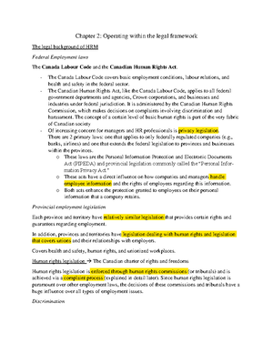 Chapter 2 Legal framework of human resource management - Chapter 2 THE ...