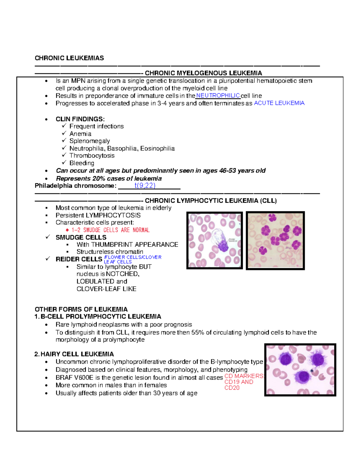 Chronic Leukemias Part 2 - CHRONIC LEUKEMIAS - CHRONIC MYELOGENOUS ...