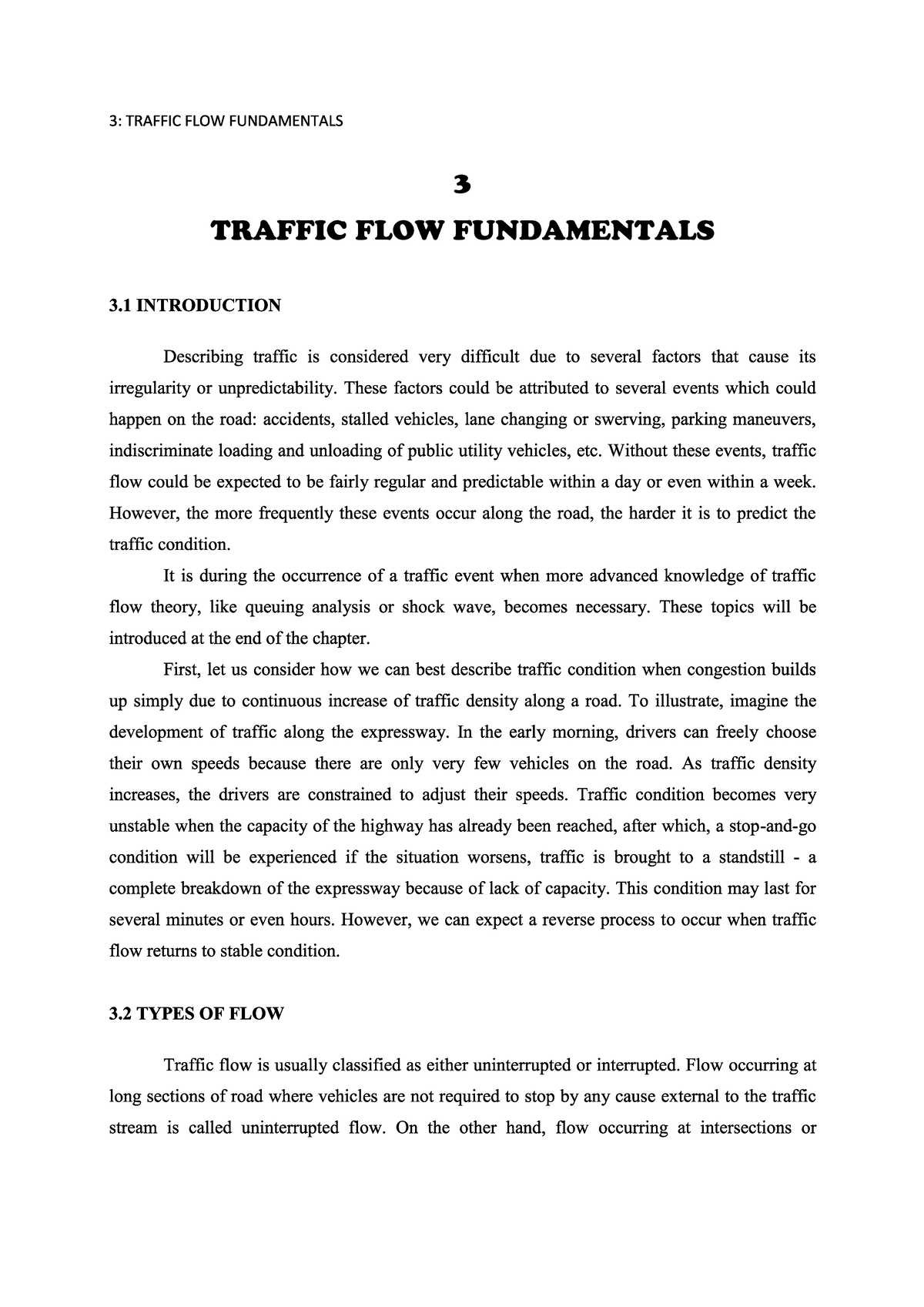 Fundamentals of Transportation Engineering Chapter 3 - 3: TRAFFIC FLOW ...