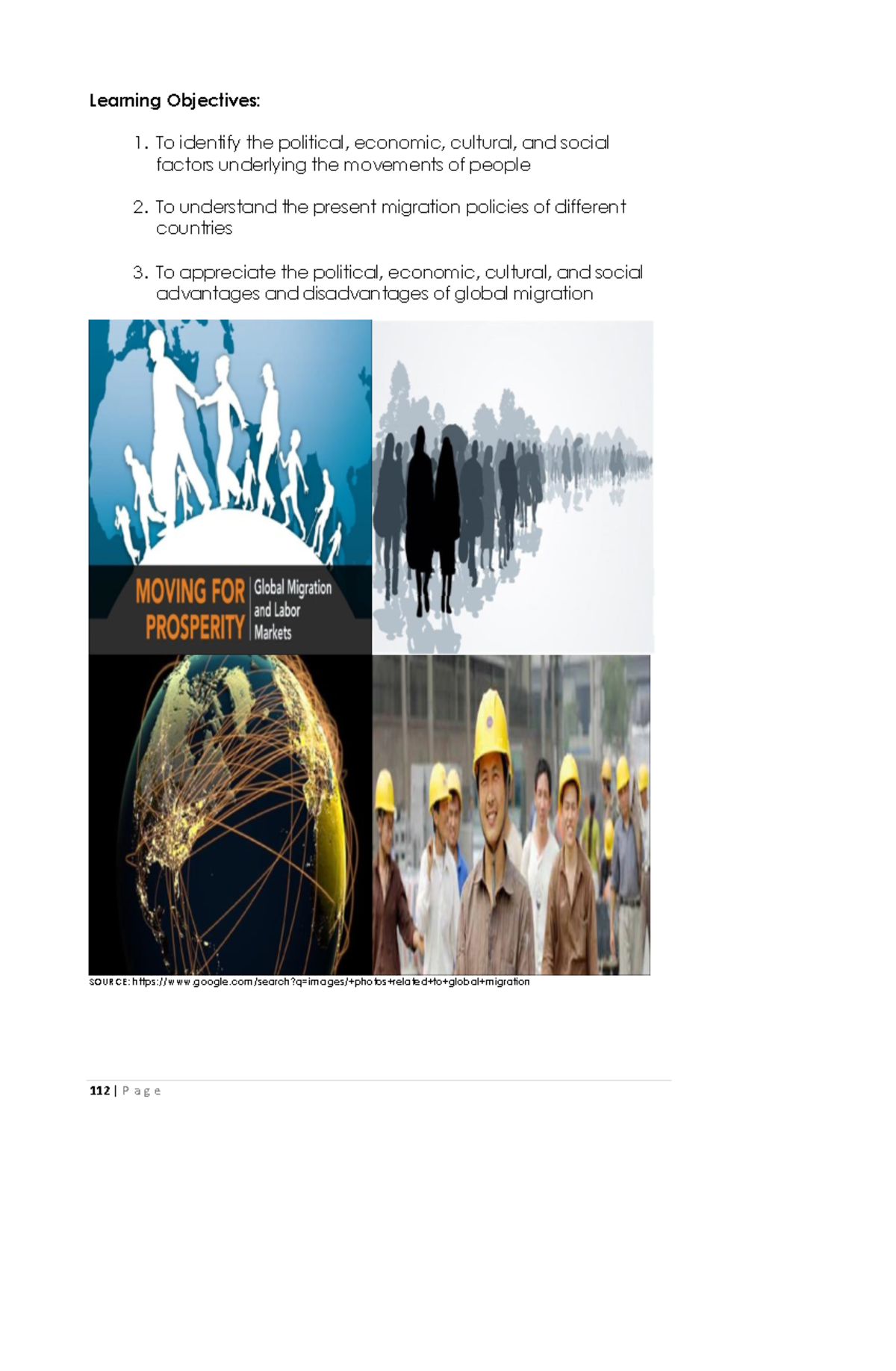 Global Migration - Learning Objectives: 1. To identify the political ...