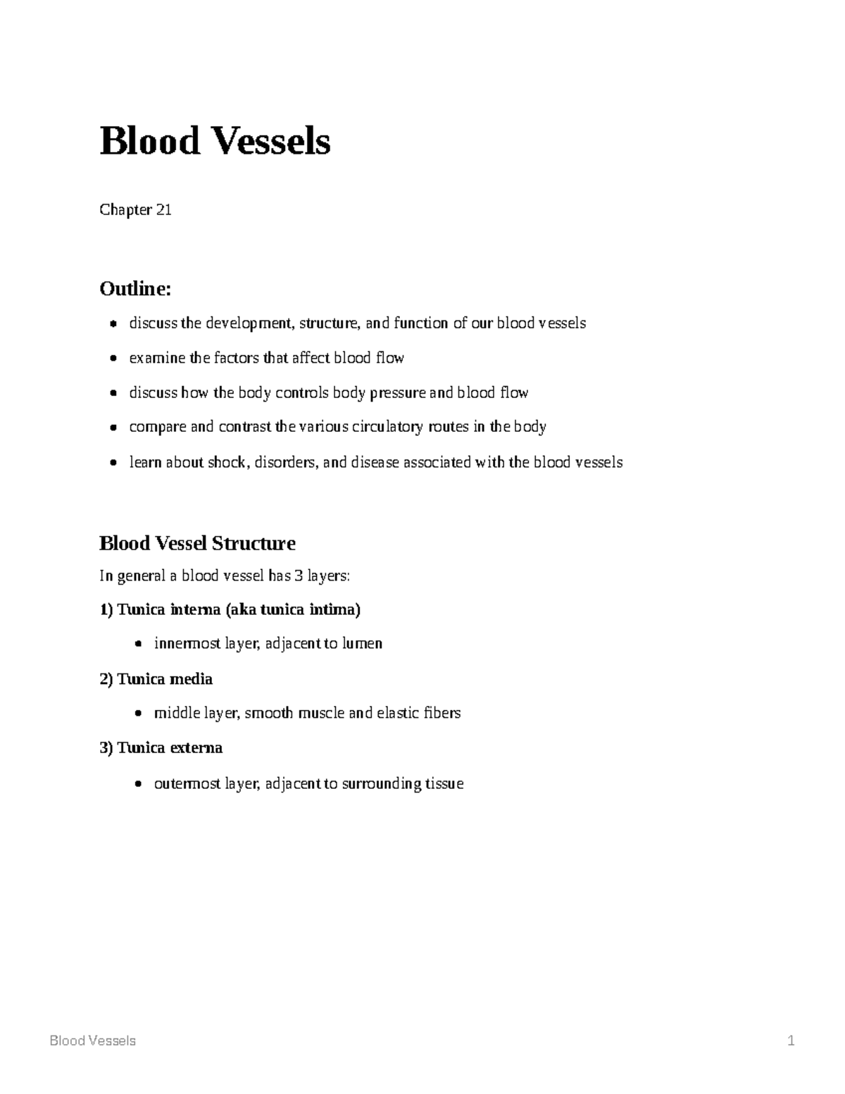 Blood Vessels - Studocu