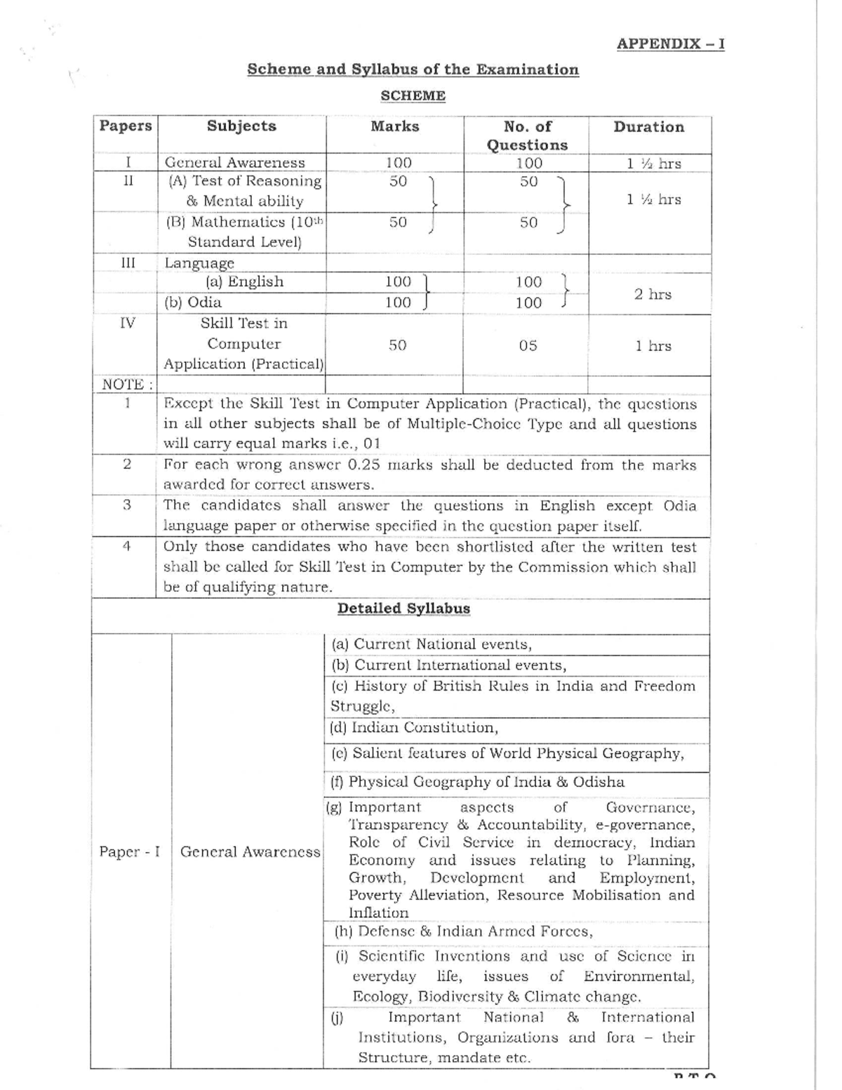 Opsc aso syllabus 17 - Fjdbufjdf - APPENDIX I Scheme and Syllabus of ...