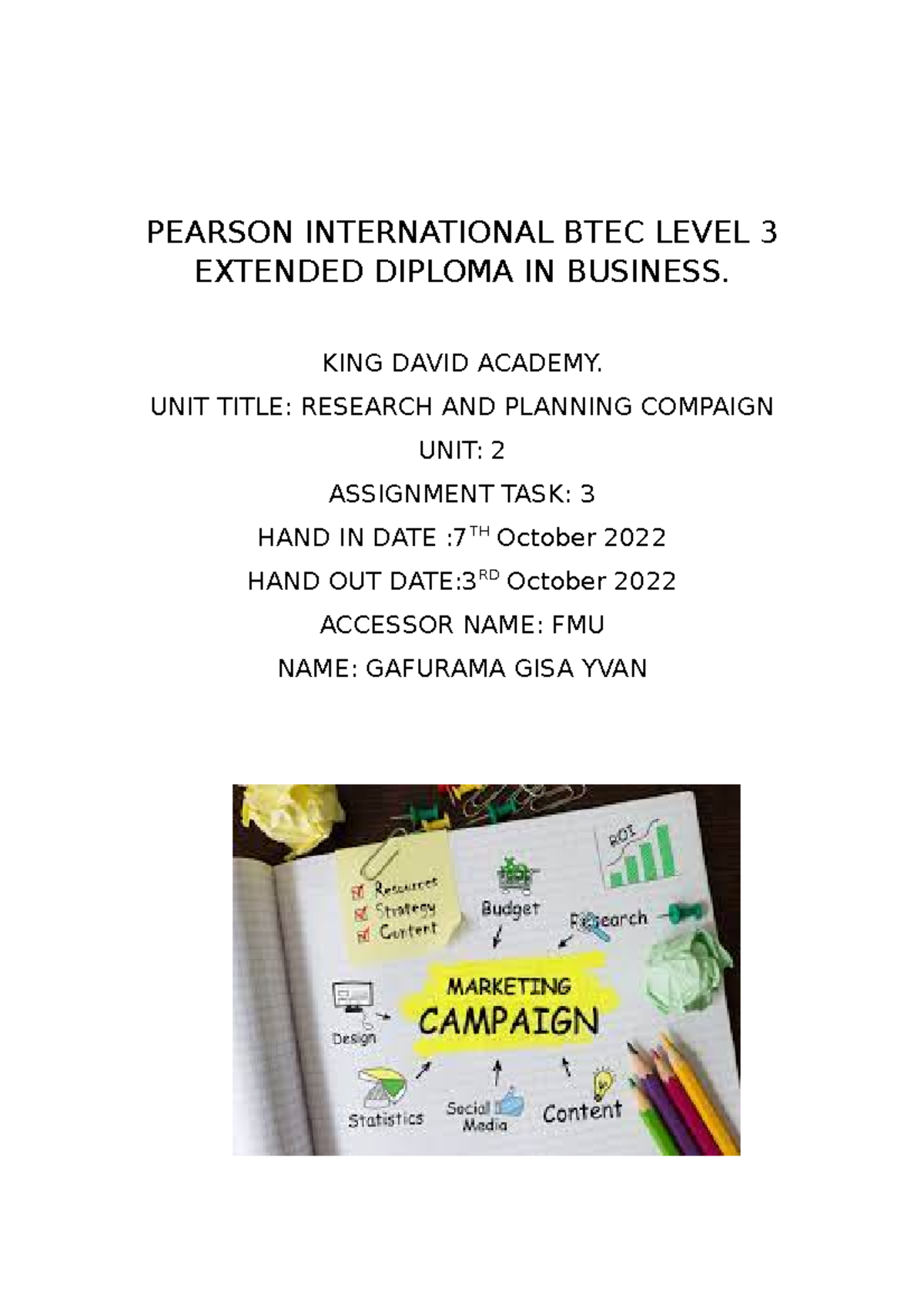 Pearson International BTEC Level 3 Extended Diploma IN Business FMU ...
