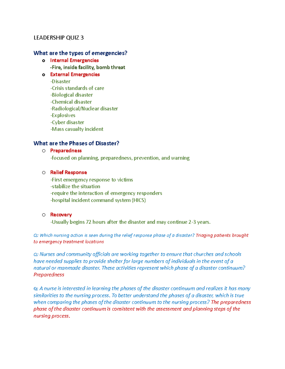 Leadership QUIZ 3 - Advanced - LEADERSHIP QUIZ 3 What are the types of ...