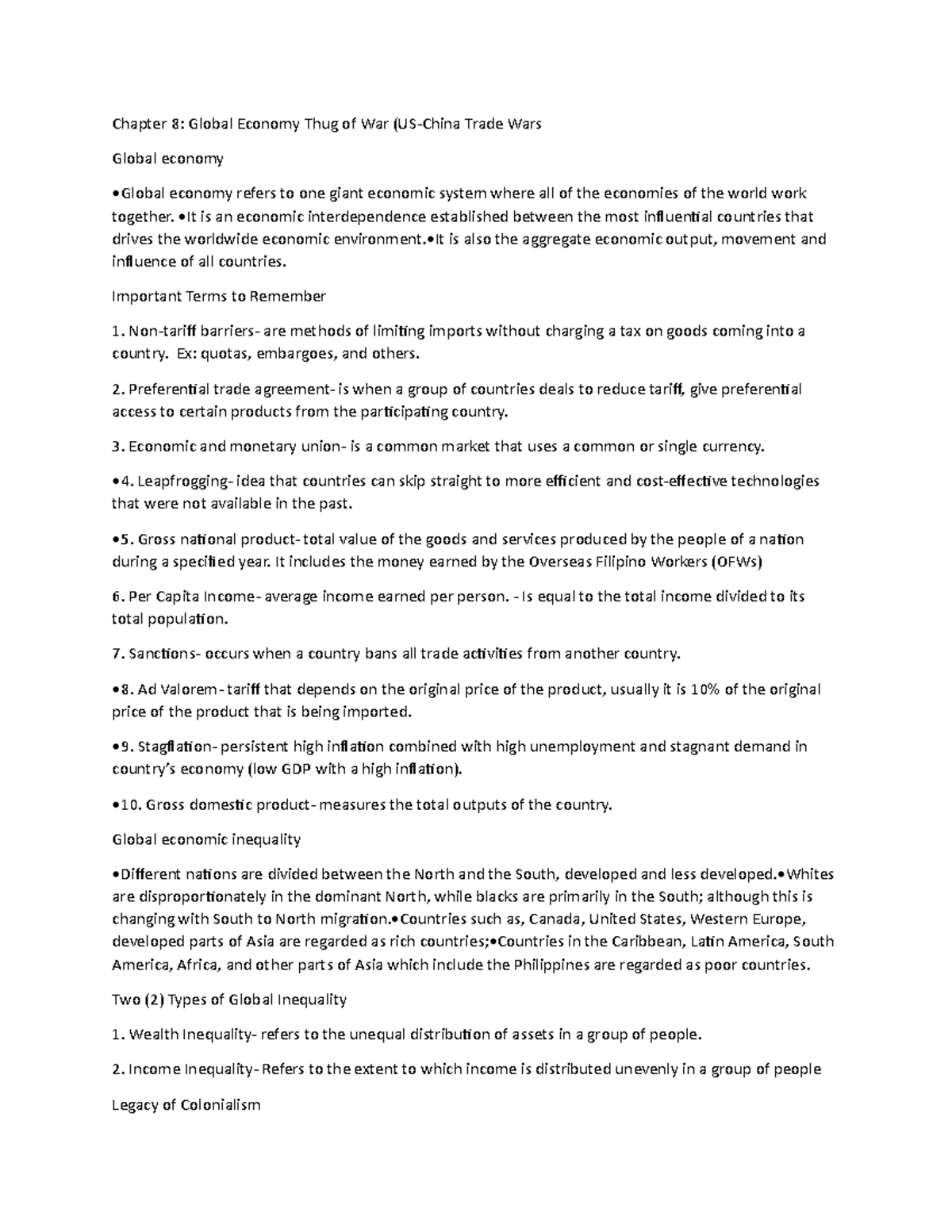 Global Economy Thug of War (US-China Trade Wars - •It is an economic ...