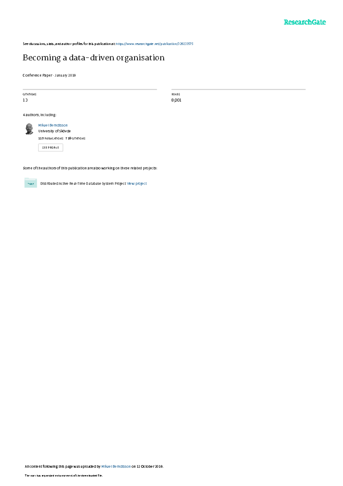 Becoming a data-driven organisation - See discussions, stats, and ...