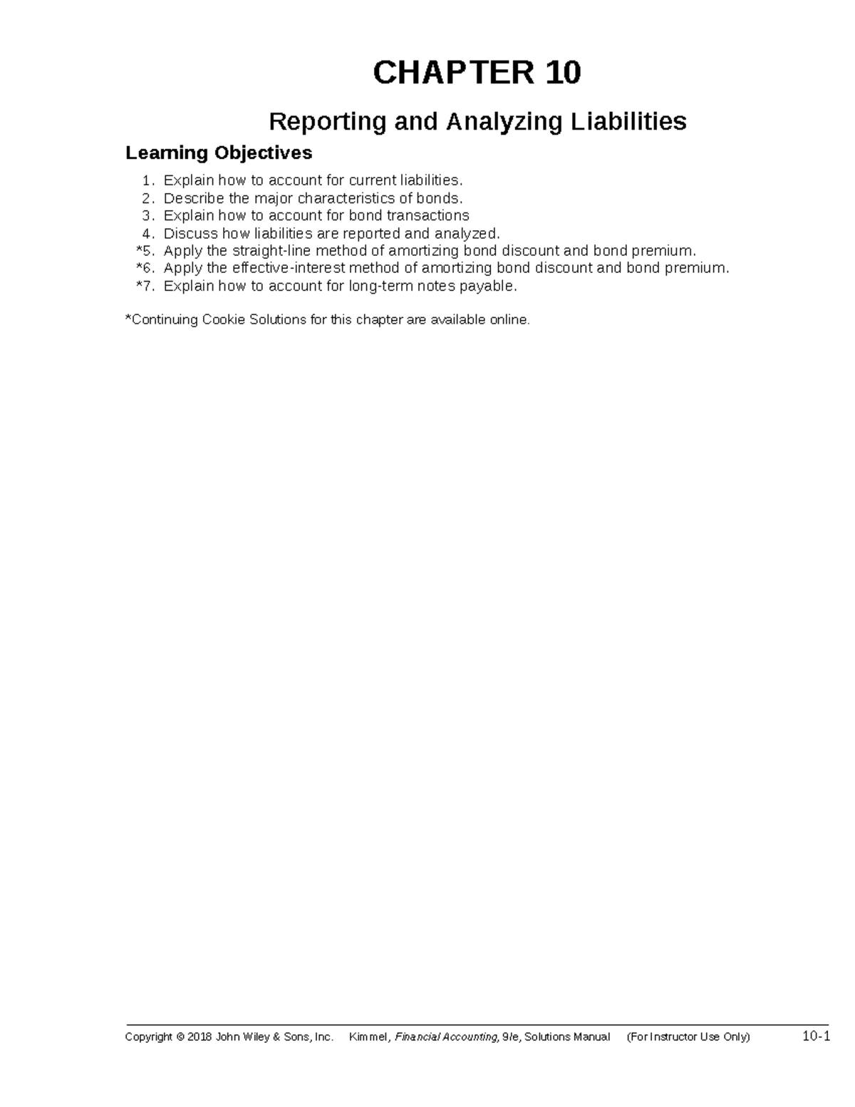 Kimmel Accounting 7e SM Ch10 - CHAPTER 10 Reporting and Analyzing ...