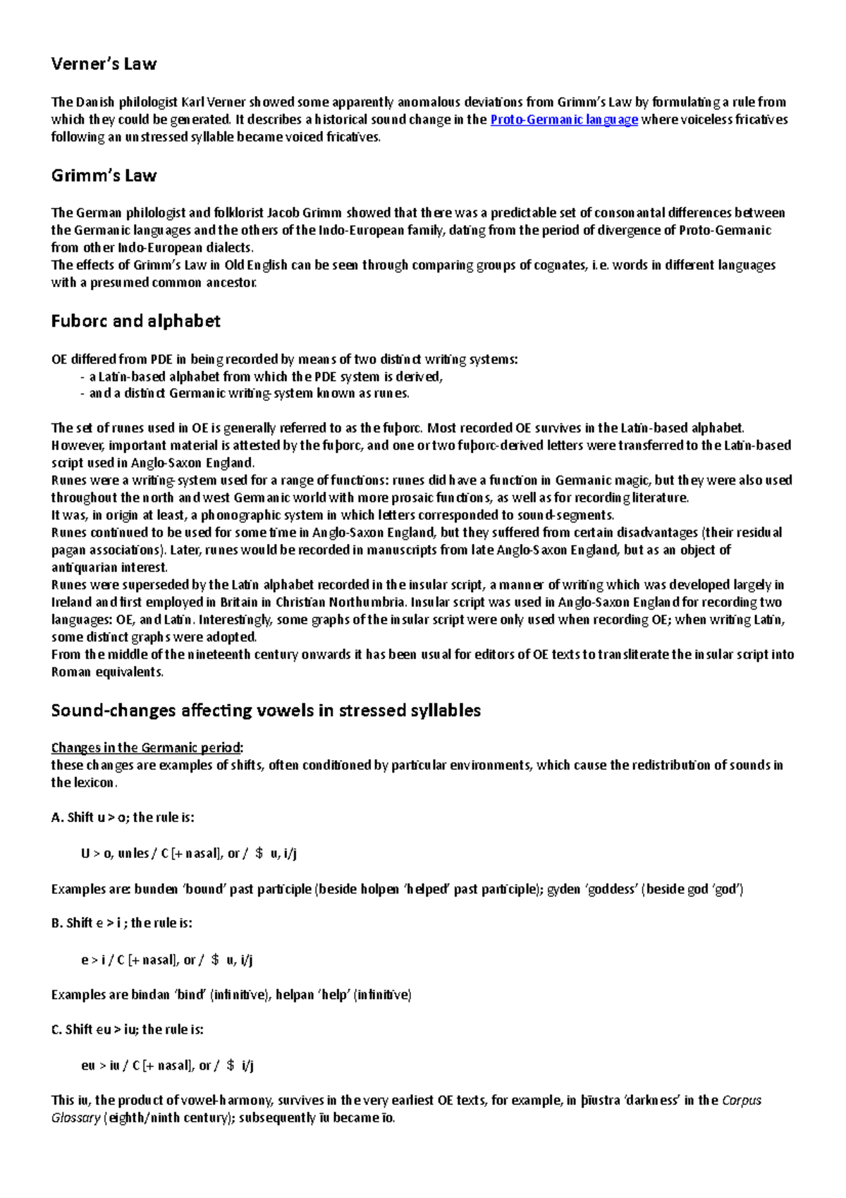 Apuntes - Verner’s Law The Danish philologist Karl Verner showed some ...