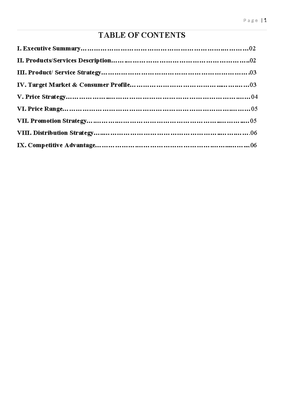 Marketing Plan - TABLE OF CONTENTS I. Executive - Studocu