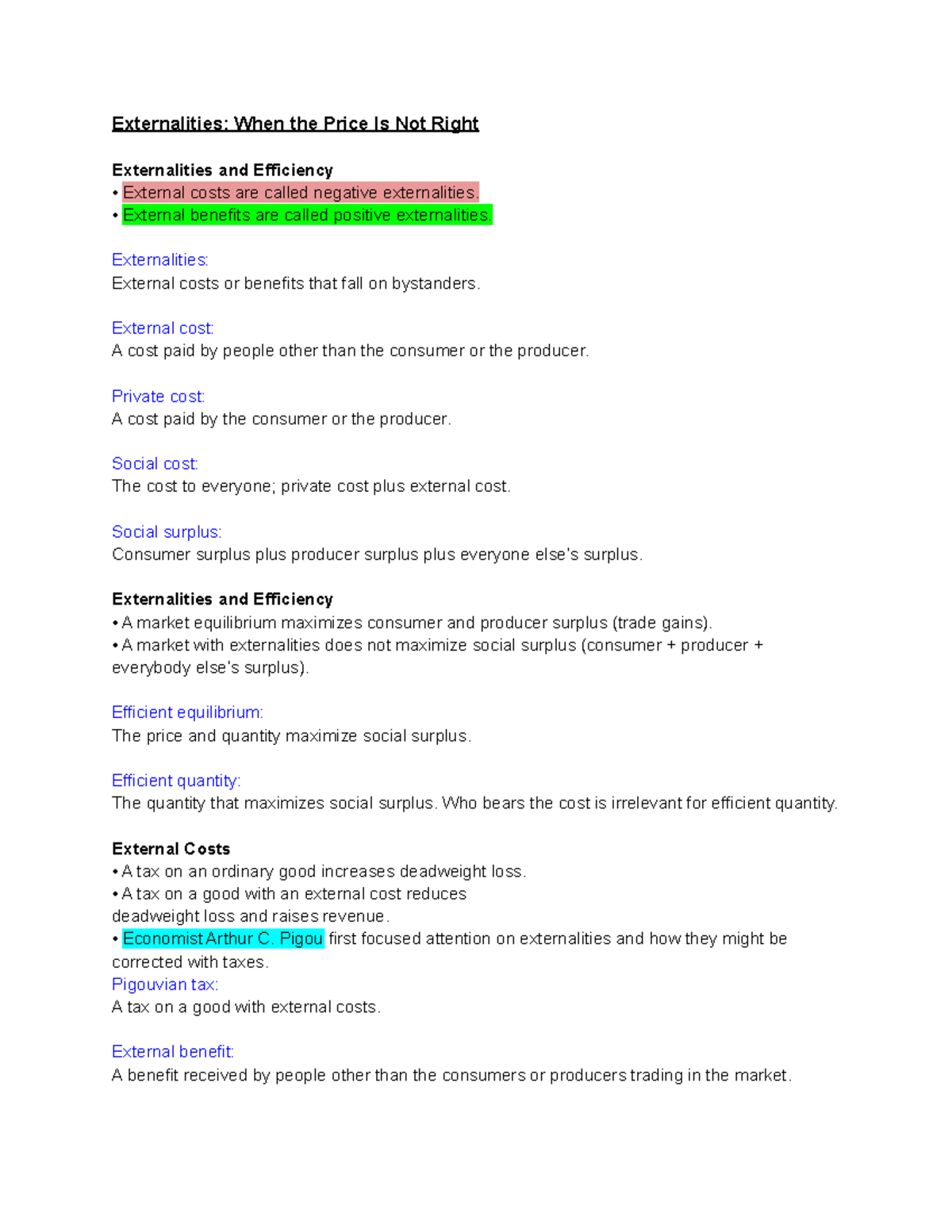 Microeconomics Notes - Externalities: When the Price Is Not Right ...