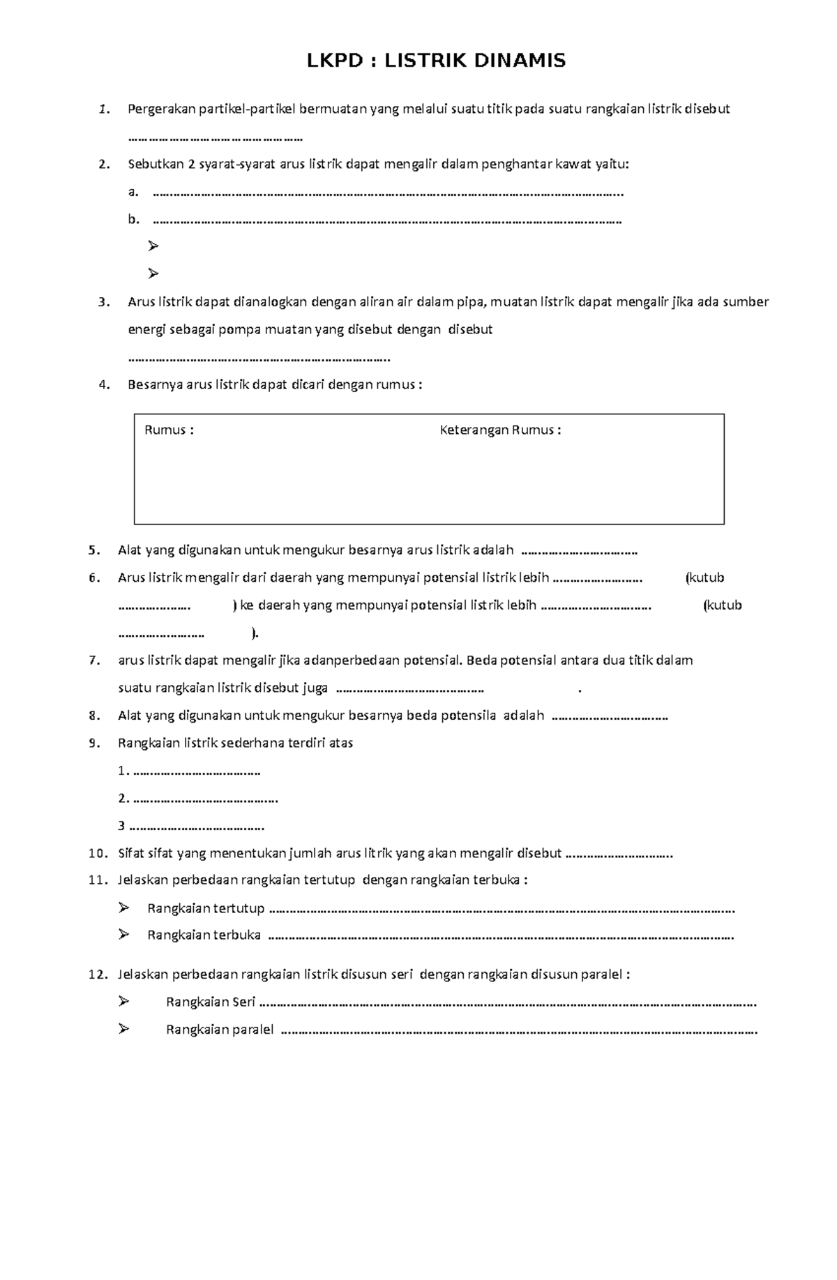 LDPD Listrik Dinamis - LKPD : LISTRIK DINAMIS Pergerakan partikel ...